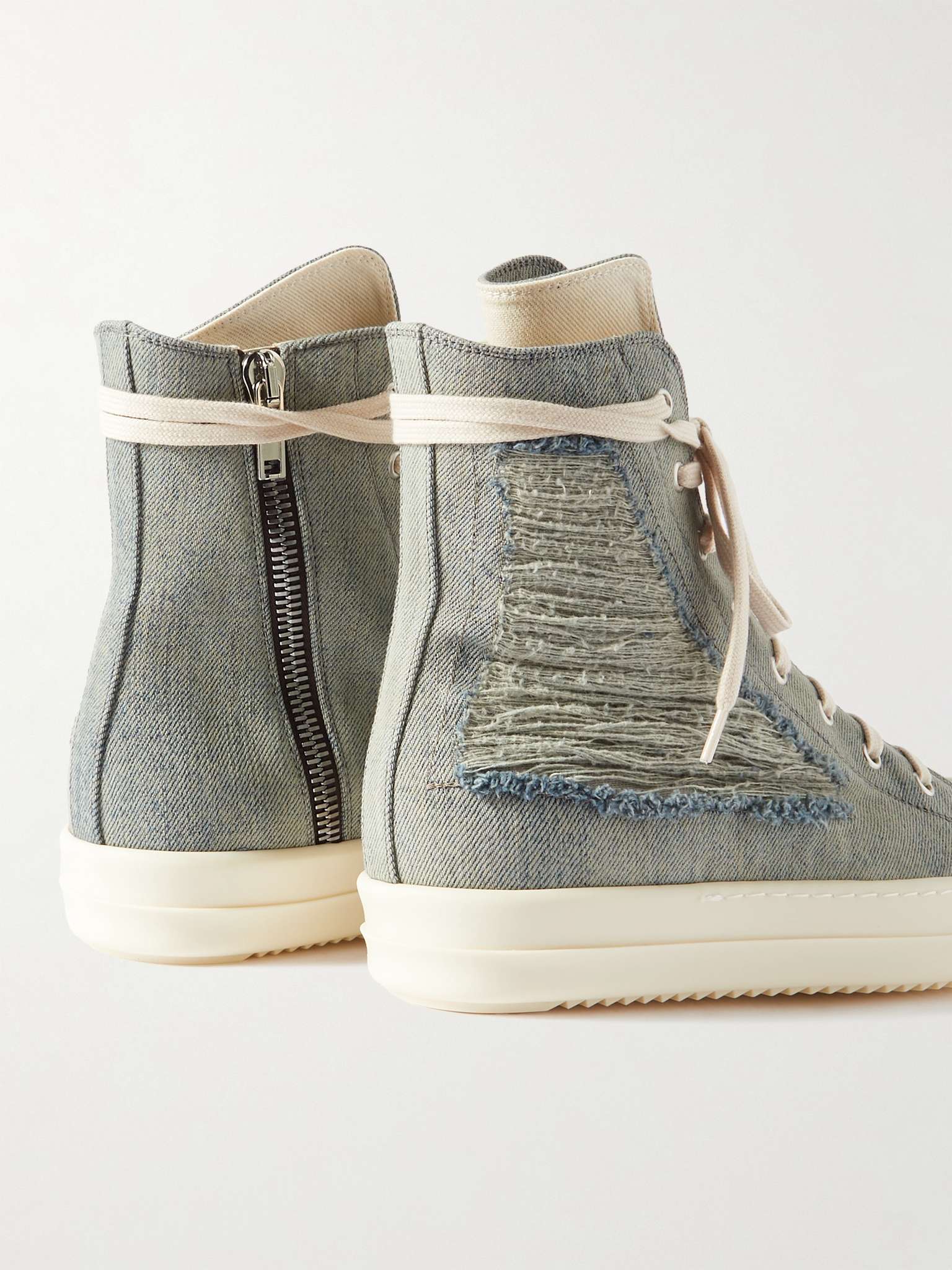 DRKSHDW BY RICK OWENS Distressed Denim High-Top Sneakers for Men | MR ...