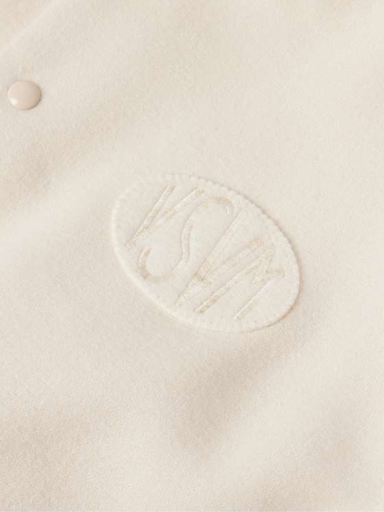 VISVIM Colour-Block Logo-Appliquéd Wool and Linen-Blend Varsity Jacket ...