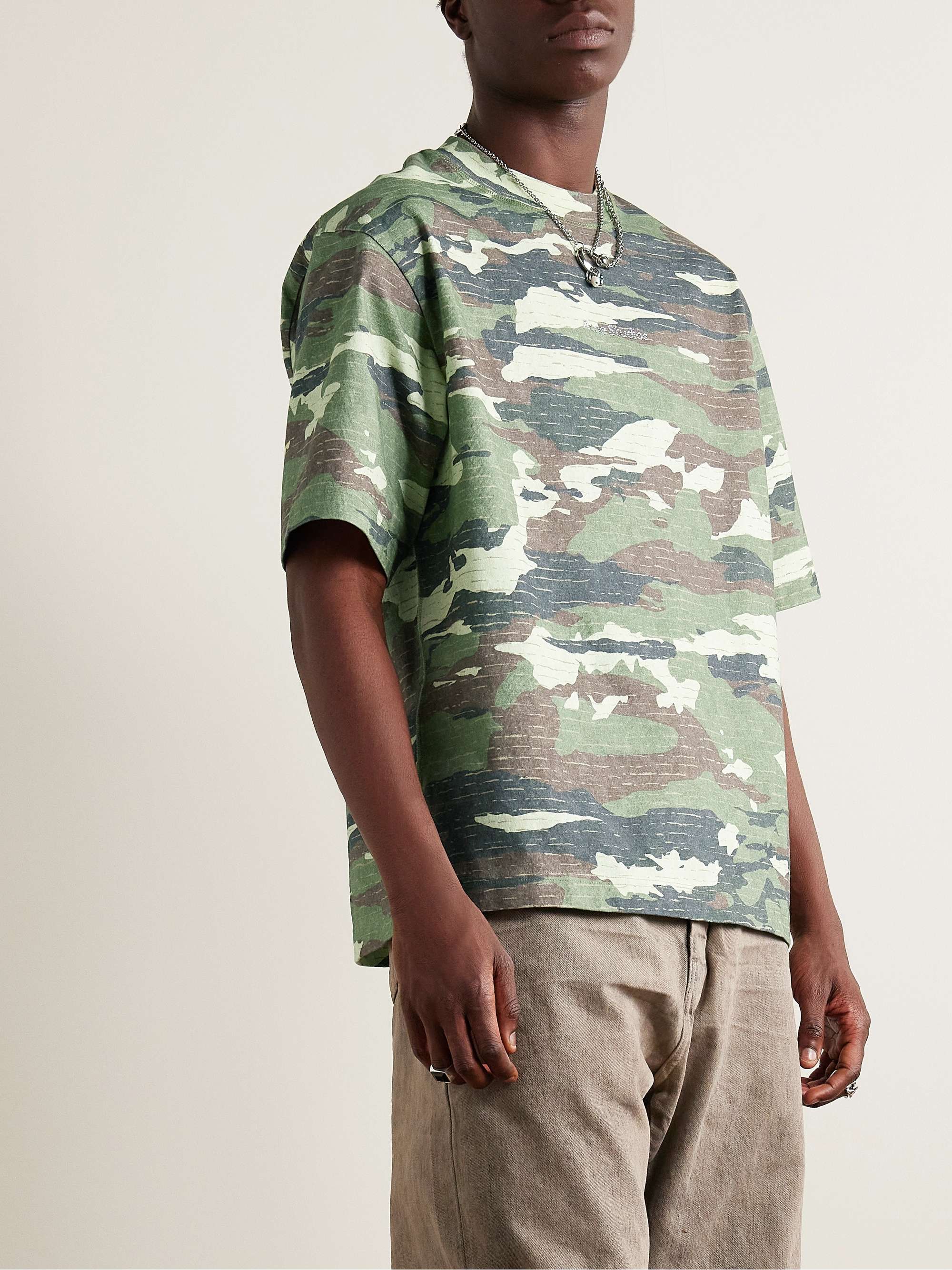 ACNE STUDIOS Extorr Crystal-Embellished Camouflage-Print Cotton-Jersey ...