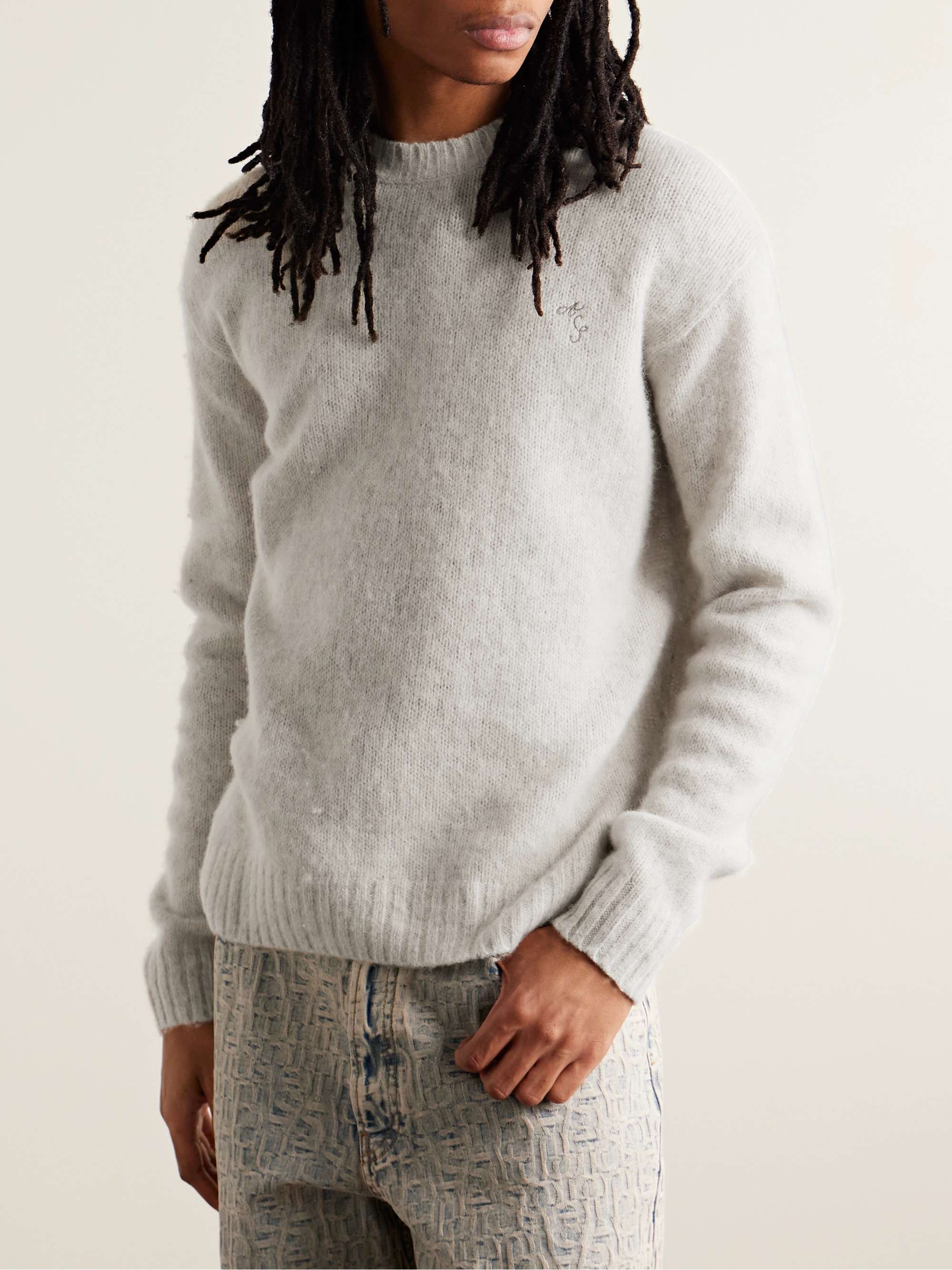ACNE STUDIOS Kowy Logo-Embroidered Shetland Wool Sweater for Men | MR ...