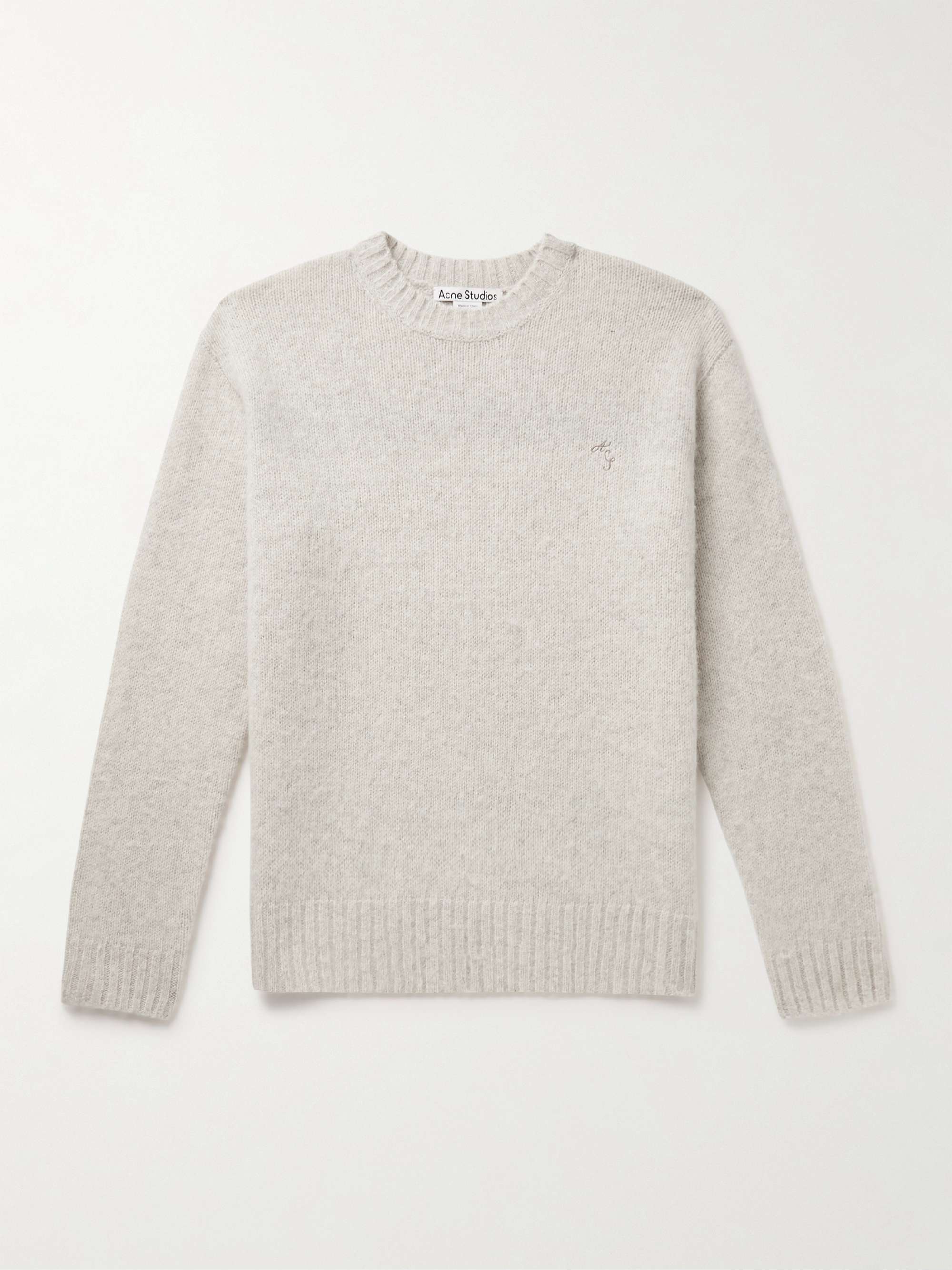 ACNE STUDIOS Kowy Logo-Embroidered Shetland Wool Sweater for Men | MR ...