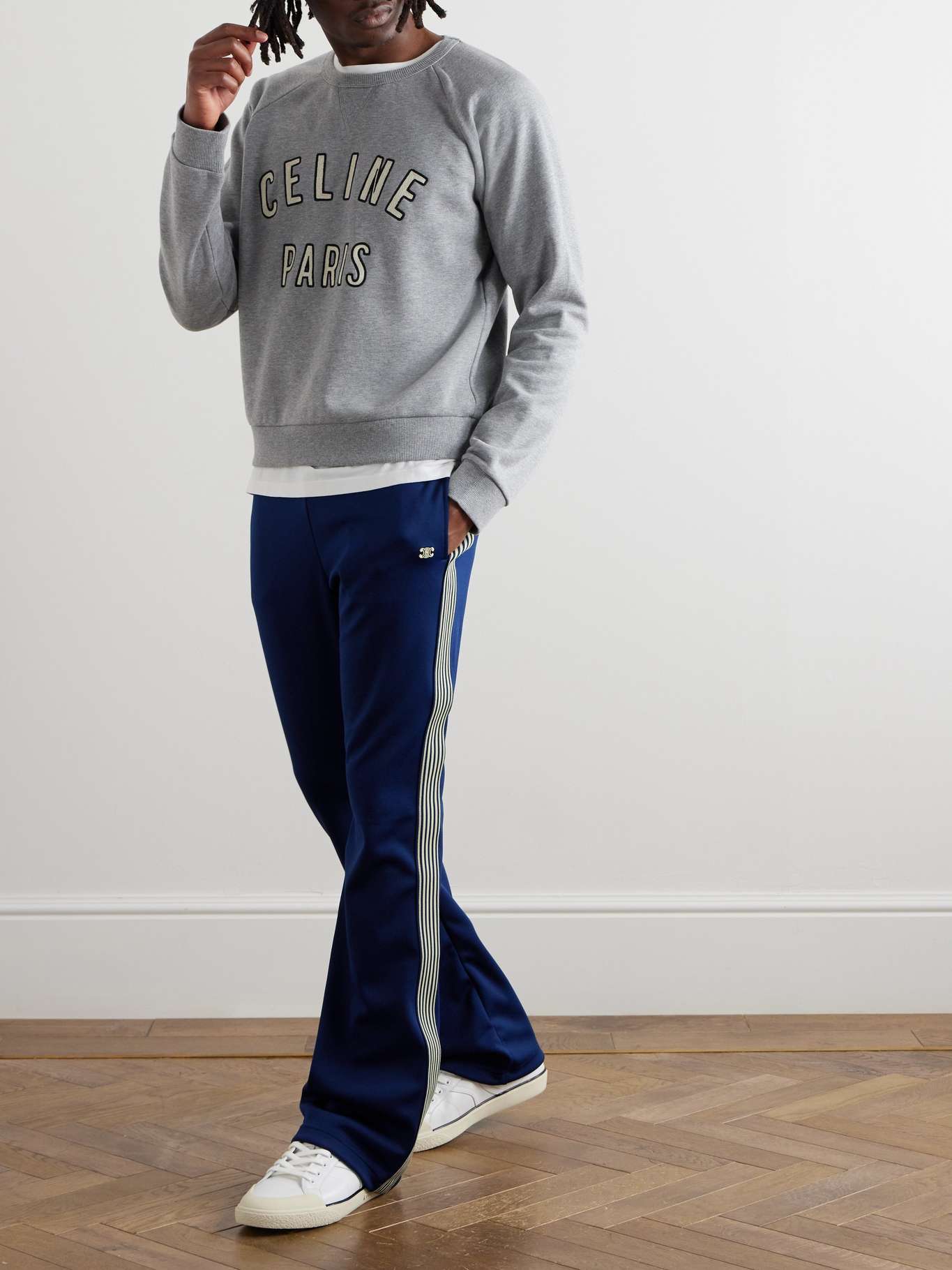 Navy Bootcut Striped Jersey Sweatpants | CELINE HOMME | MR PORTER