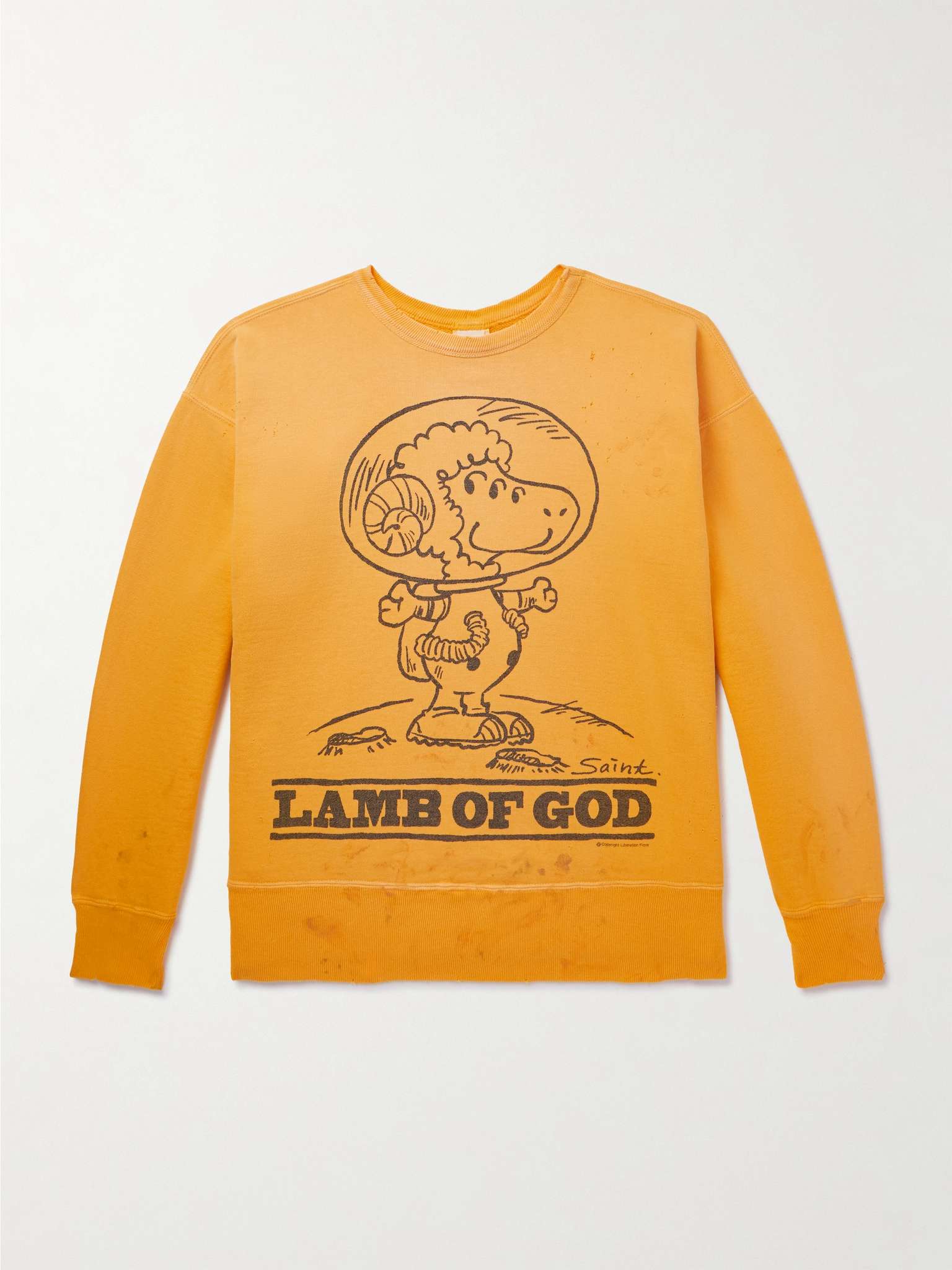 SAINT MXXXXXX Distressed Printed Cotton-Jersey Sweatshirt for Men | MR ...