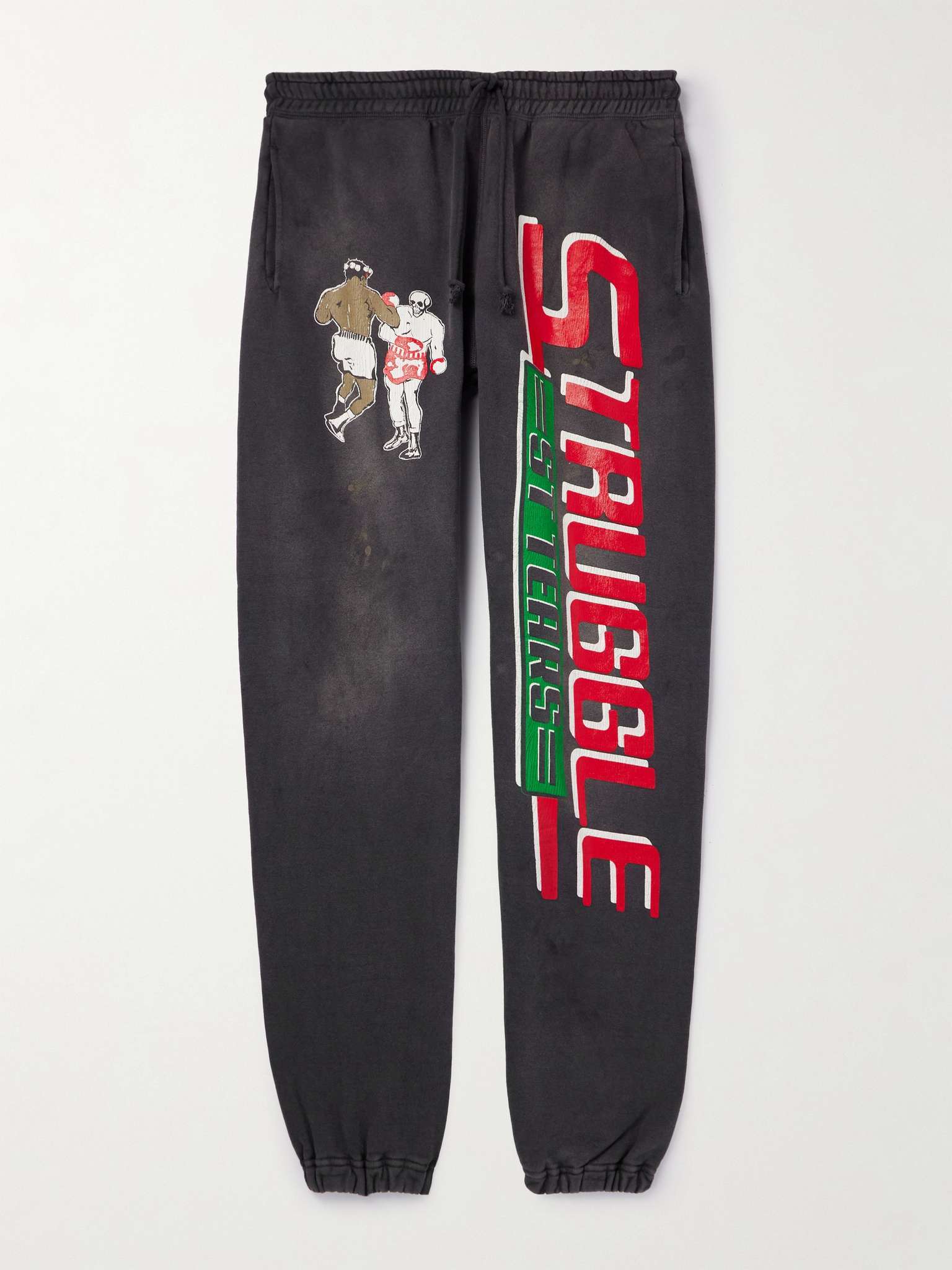 SAINT MXXXXXX + Denim Tears Tapered Distressed Printed Cotton-Jersey ...