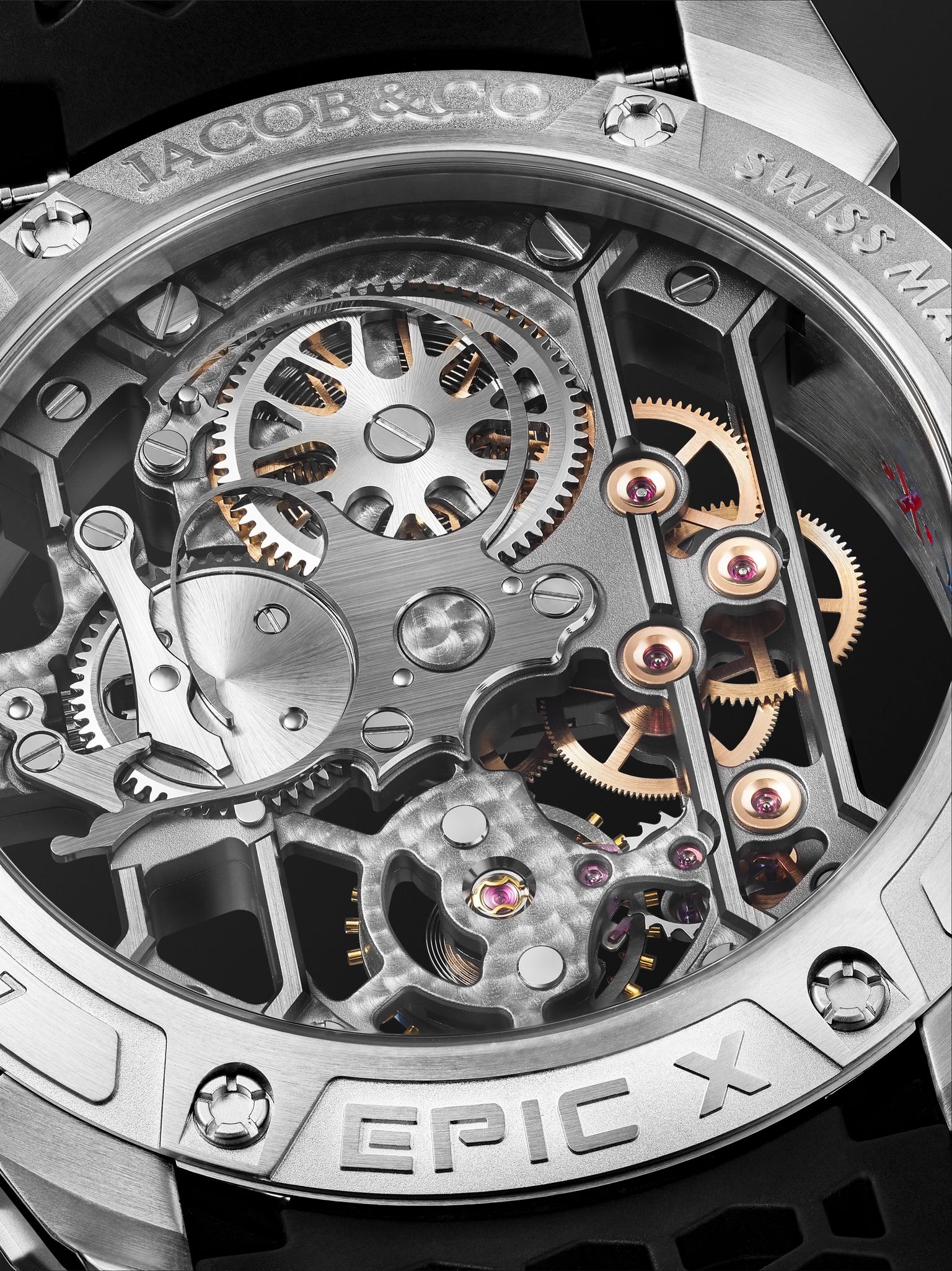 JACOB & CO. Epic X Hand-Wound Skeleton 44mm Titanium and Rubber Watch ...