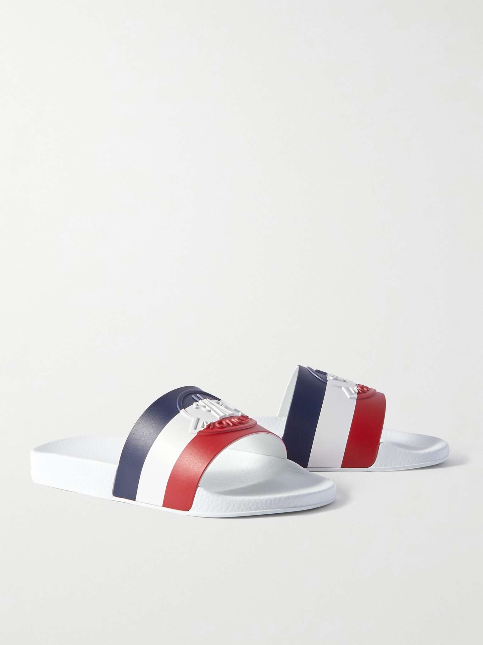 MONCLER Basile Logo-Embossed Striped Rubber Slides for Men | MR PORTER
