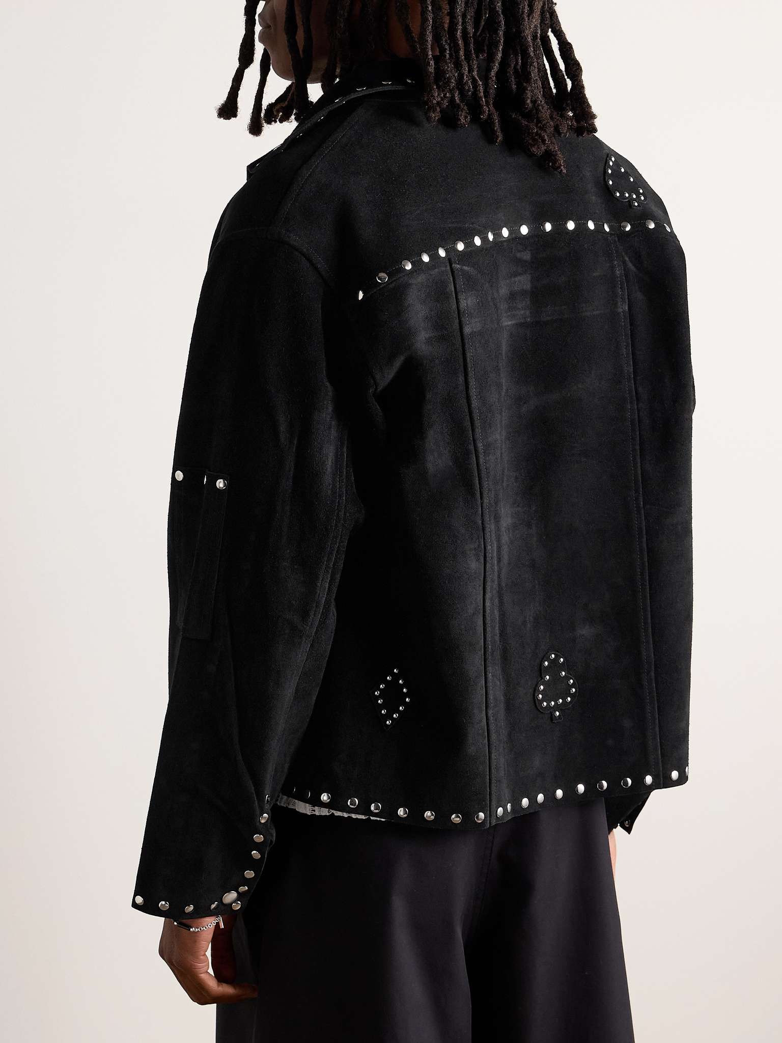 BODE Deck of Cards Studded Appliquéd Suede Jacket for Men | MR PORTER