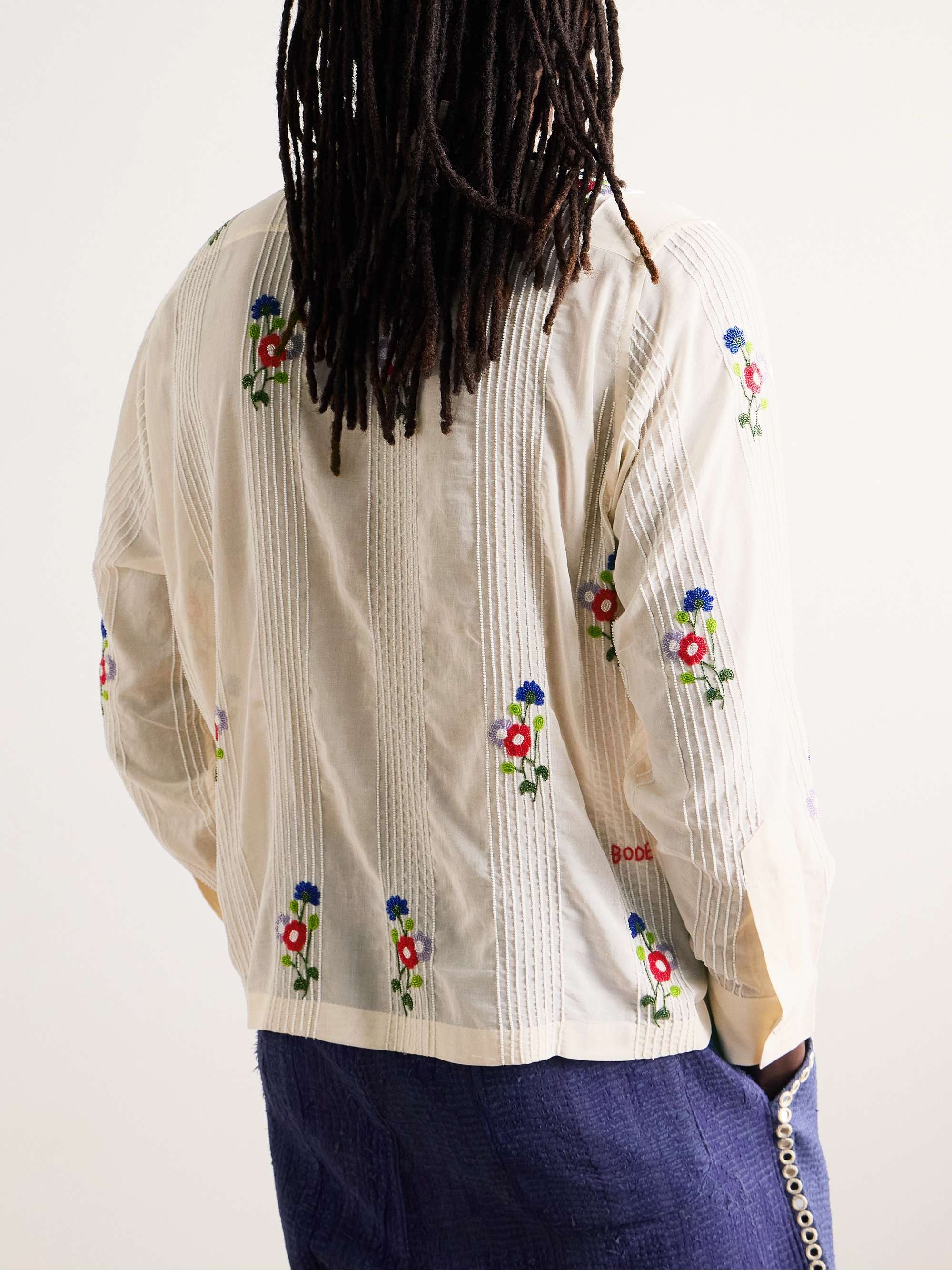 Cream Bead-Embellished Cotton-Voile Shirt | BODE | MR PORTER