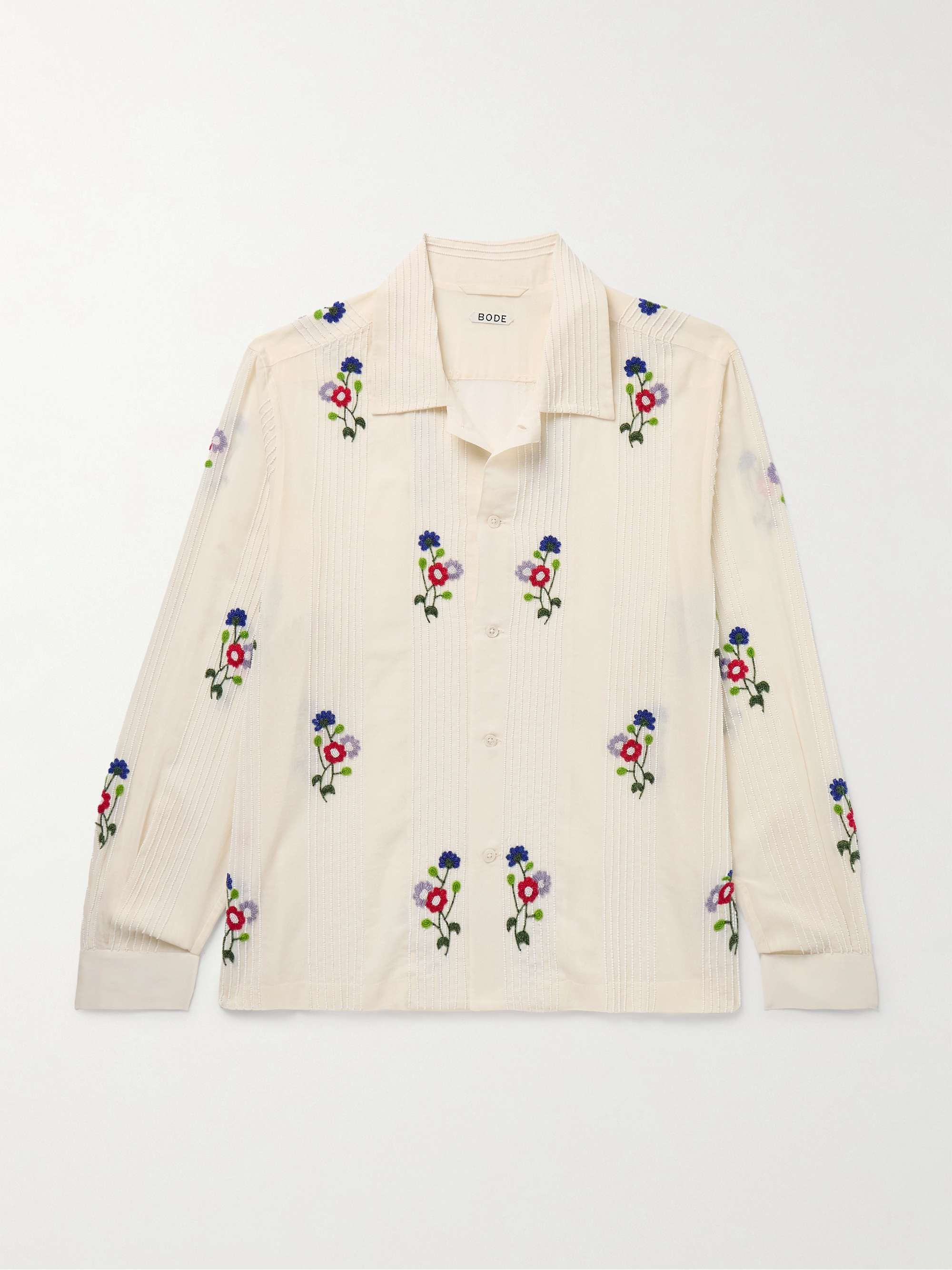 Cream Bead-Embellished Cotton-Voile Shirt | BODE | MR PORTER