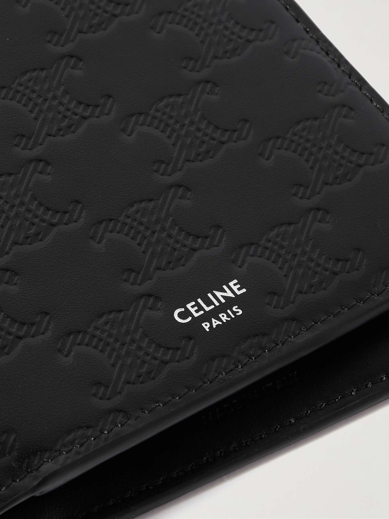 CELINE HOMME Triomphe Logo-Debossed Polished-Leather Billfold Wallet ...