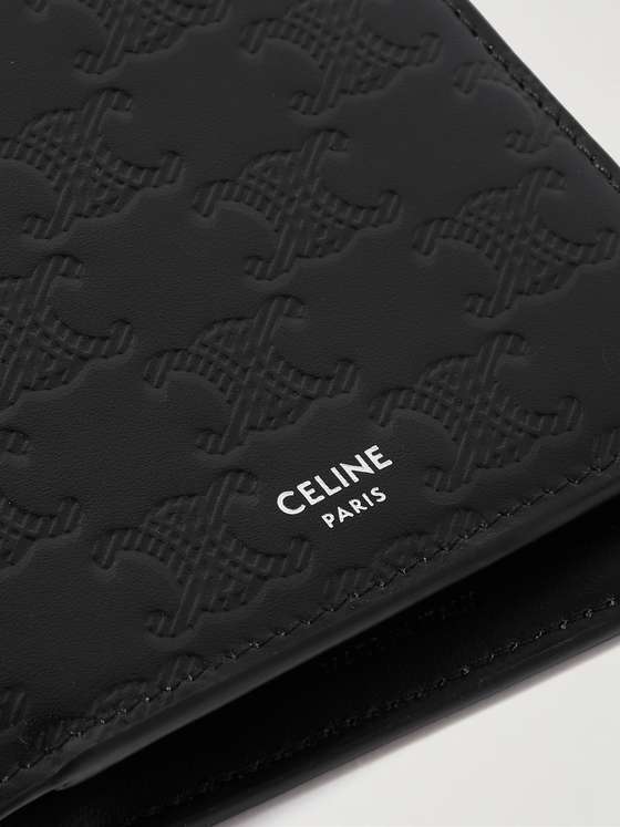 CELINE HOMME Triomphe Logo-Debossed Polished-Leather Billfold Wallet ...