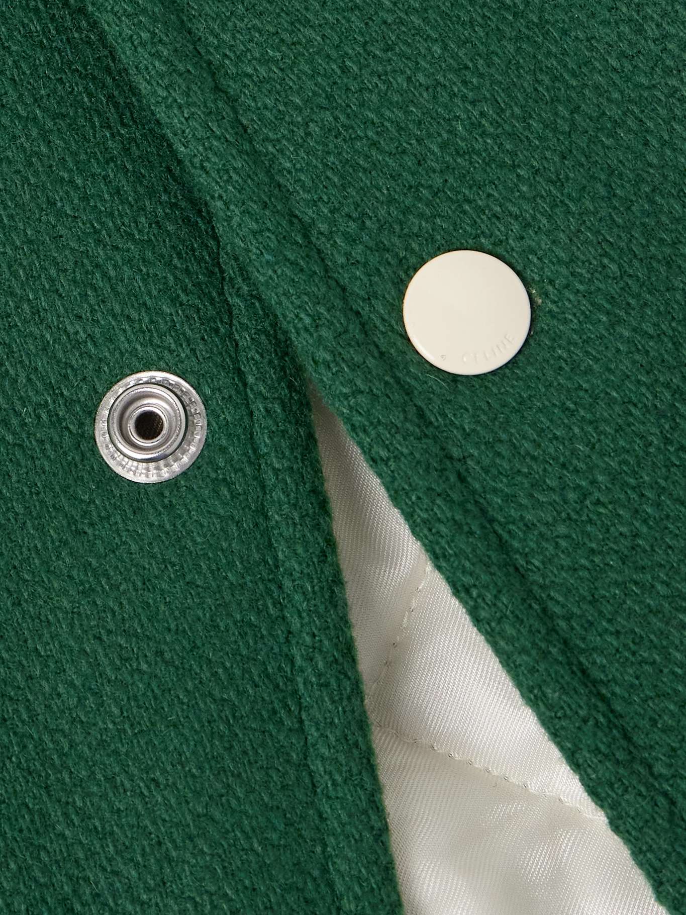 CELINE HOMME Teddy Logo-Appliquéd Wool-Blend and Leather Varsity Jacket ...