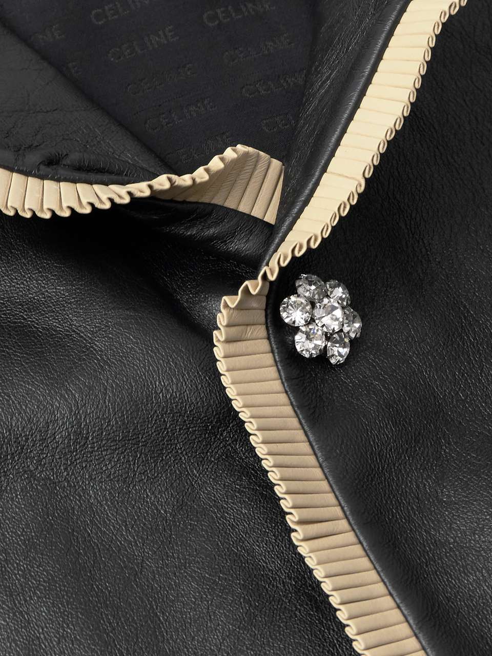 CELINE HOMME Slim-Fit Crystal-Embellished Leather Jacket for Men | MR ...