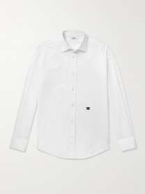CELINE HOMME Slim-Fit Logo-Embroidered Cotton-Poplin Shirt for Men | MR ...