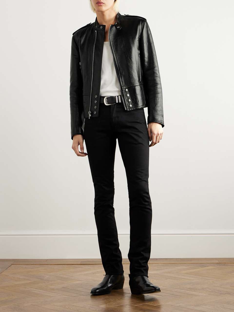 Black Slim-Fit Leather Jacket | CELINE HOMME | MR PORTER