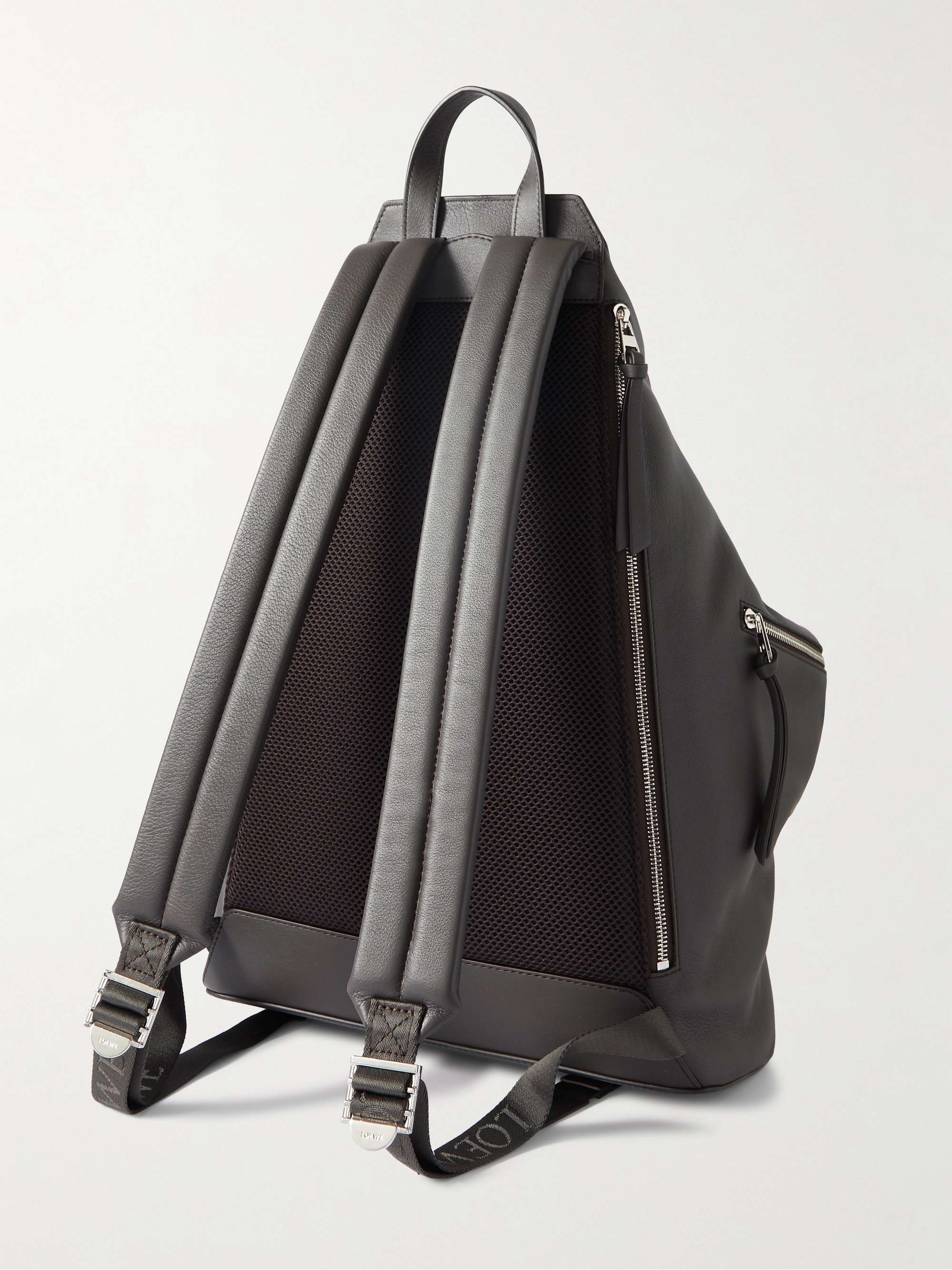 Gray Convertible Logo-Debossed Leather Backpack | LOEWE | MR PORTER
