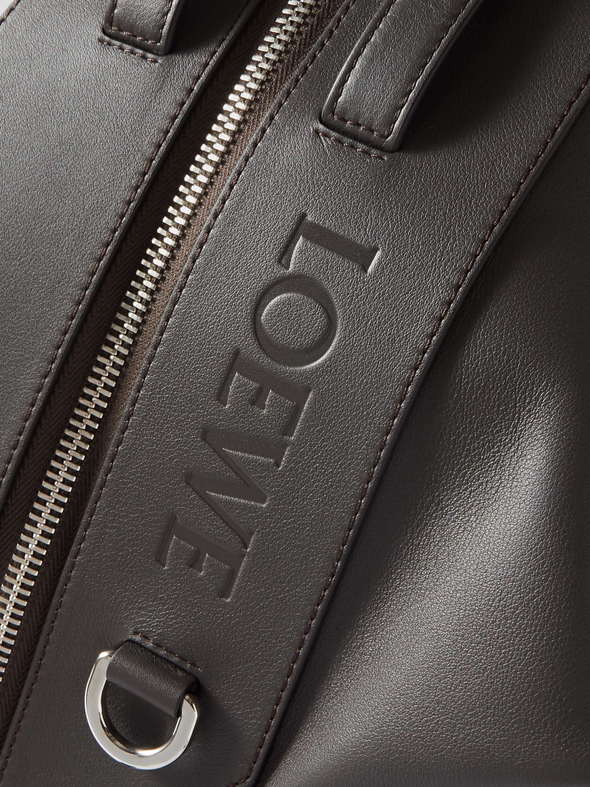 Gray Convertible Logo-Debossed Leather Backpack | LOEWE | MR PORTER