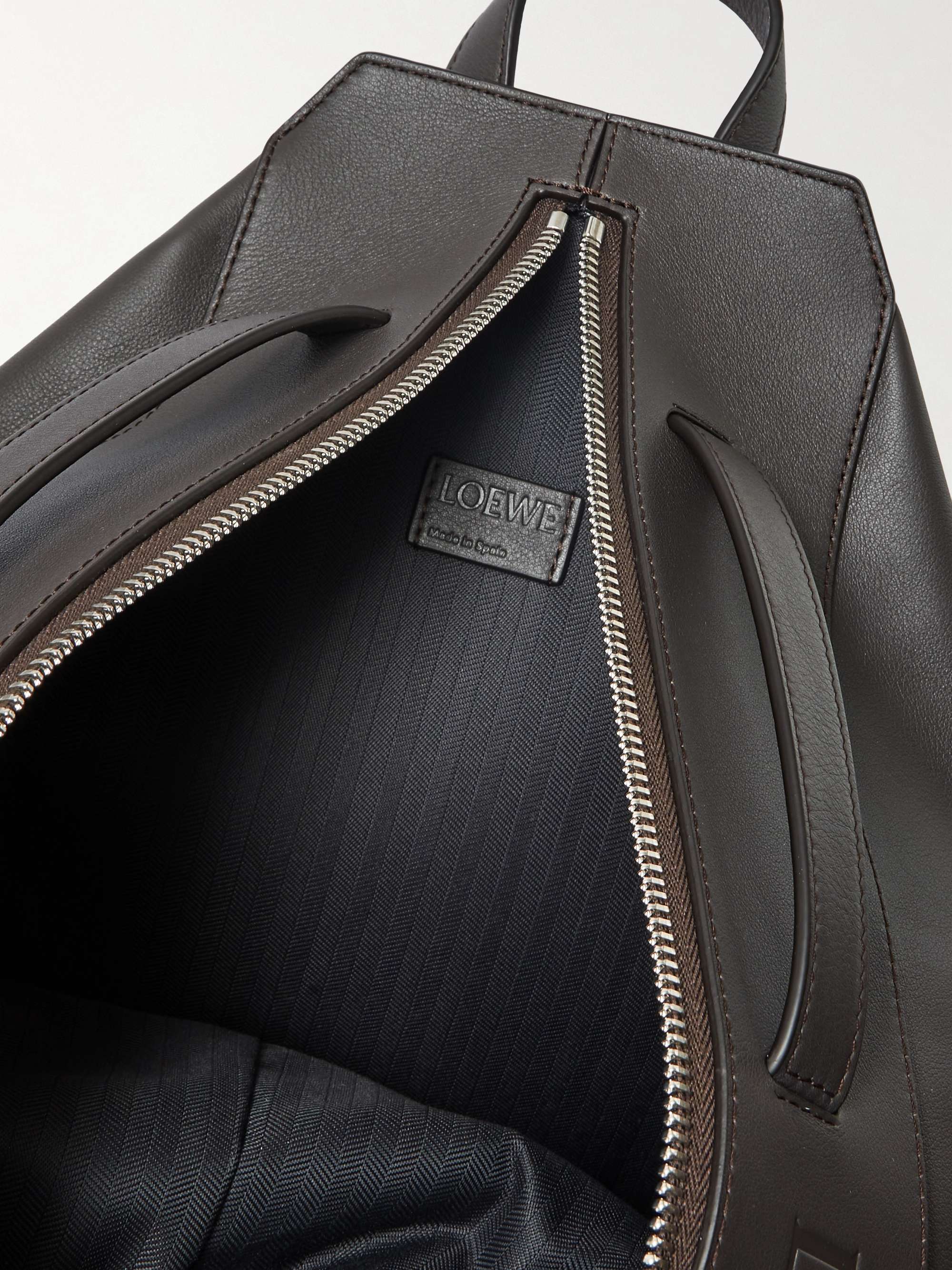 Gray Convertible Logo-Debossed Leather Backpack | LOEWE | MR PORTER