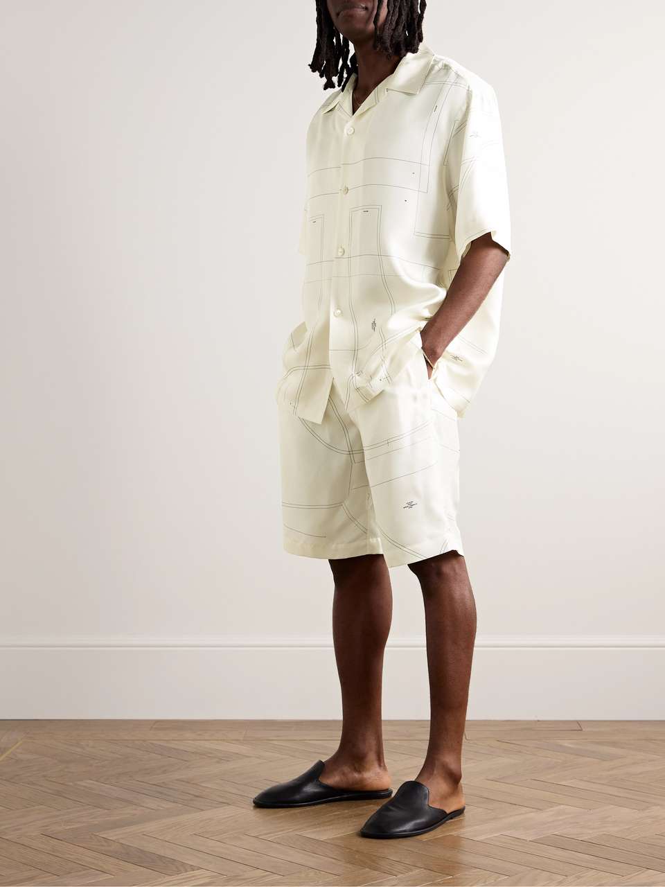 RÓHE Straight-Leg Printed Silk-Twill Drawstring Shorts for Men | MR PORTER