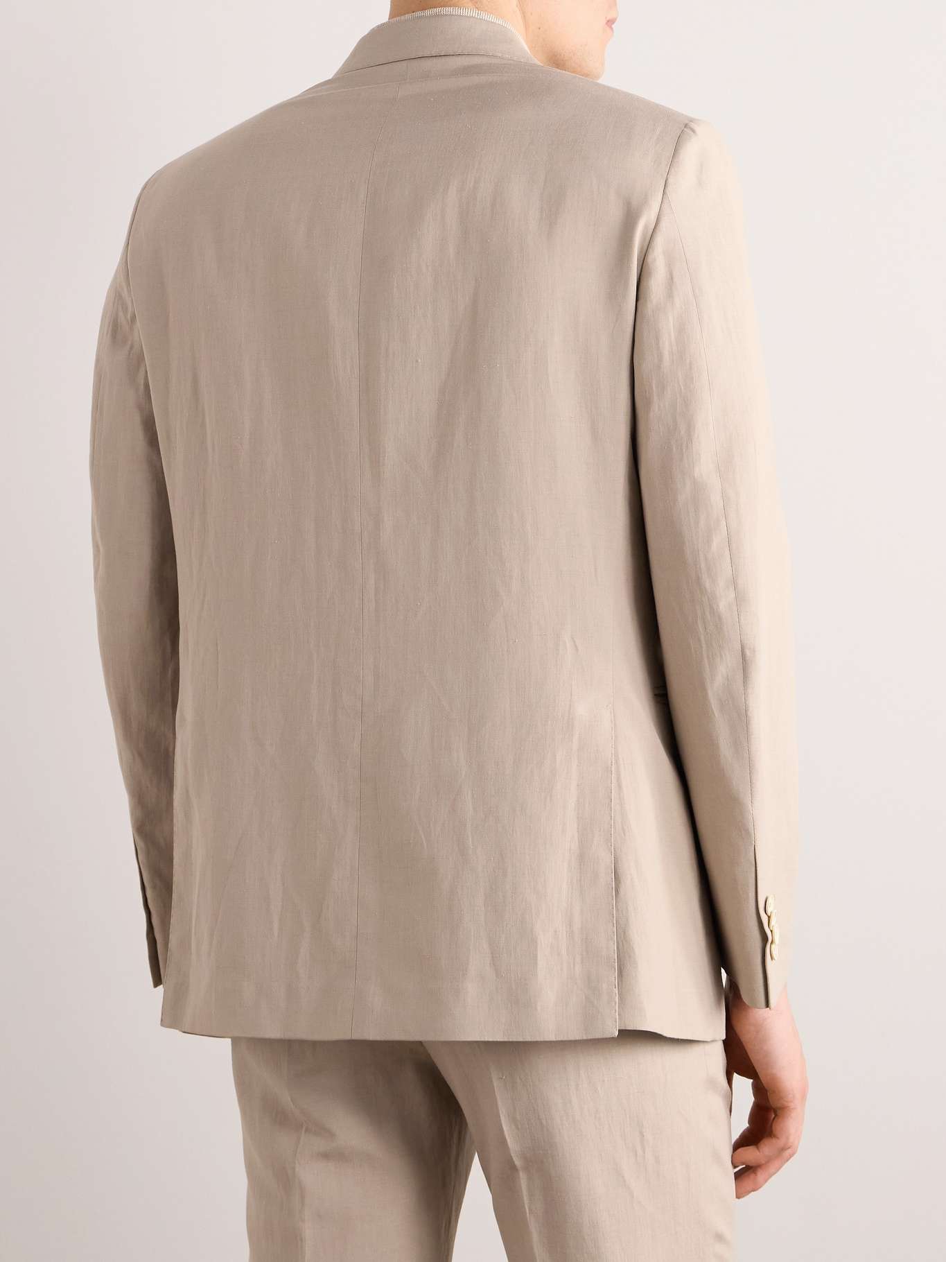 CARUSO Norma Double-Breasted Silk and Linen-Blend Suit Jacket for Men ...