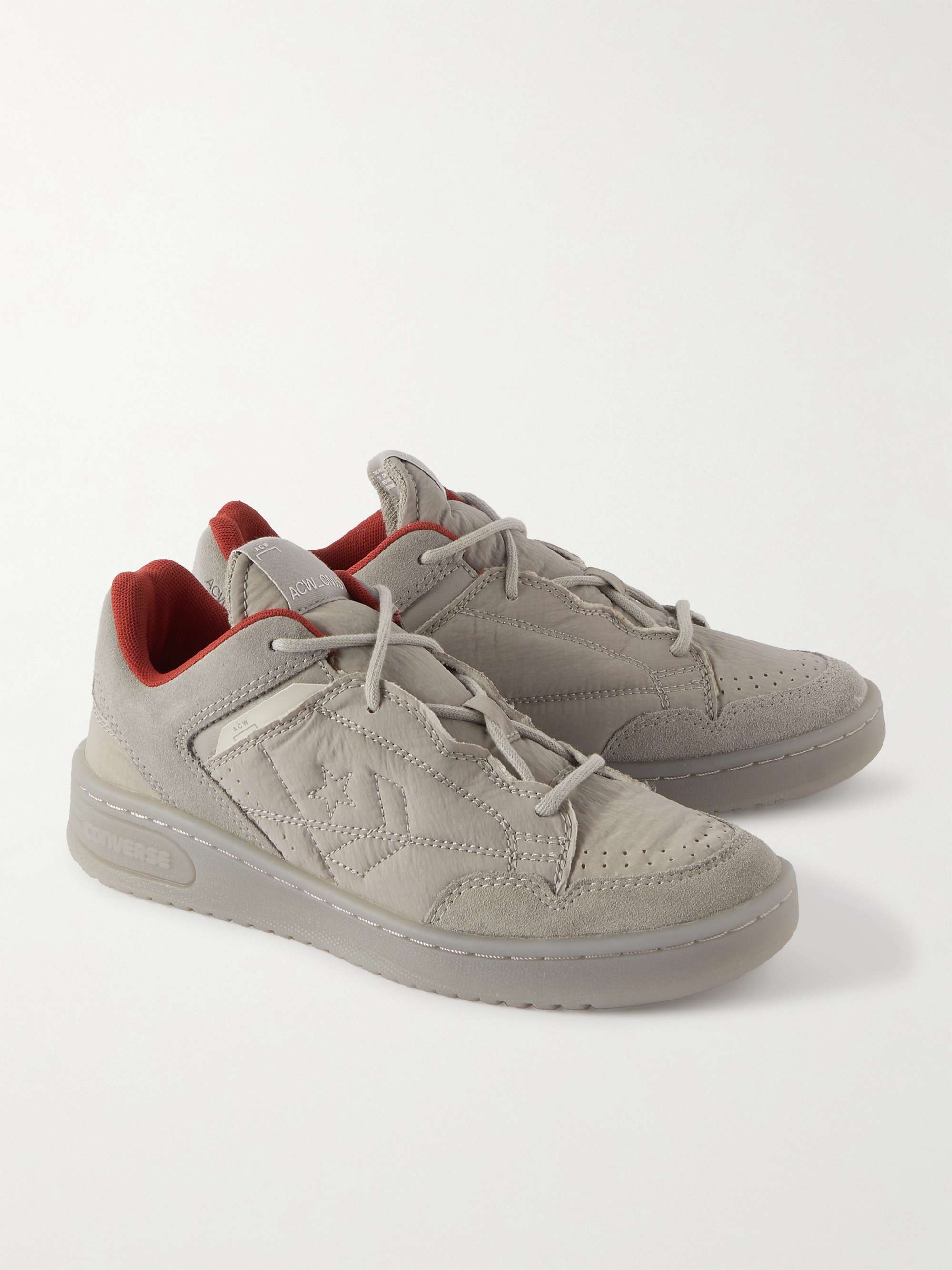 CONVERSE + A COLD WALL* Weapon Ox Embroidered Suede-Trimmed Crinkled ...