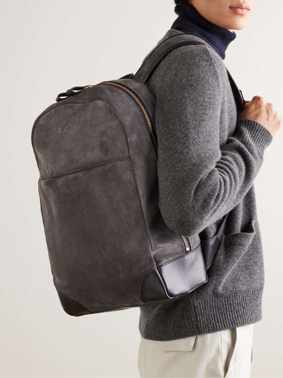 BENNETT WINCH Leather-Trimmed Suede Backpack for Men | MR PORTER
