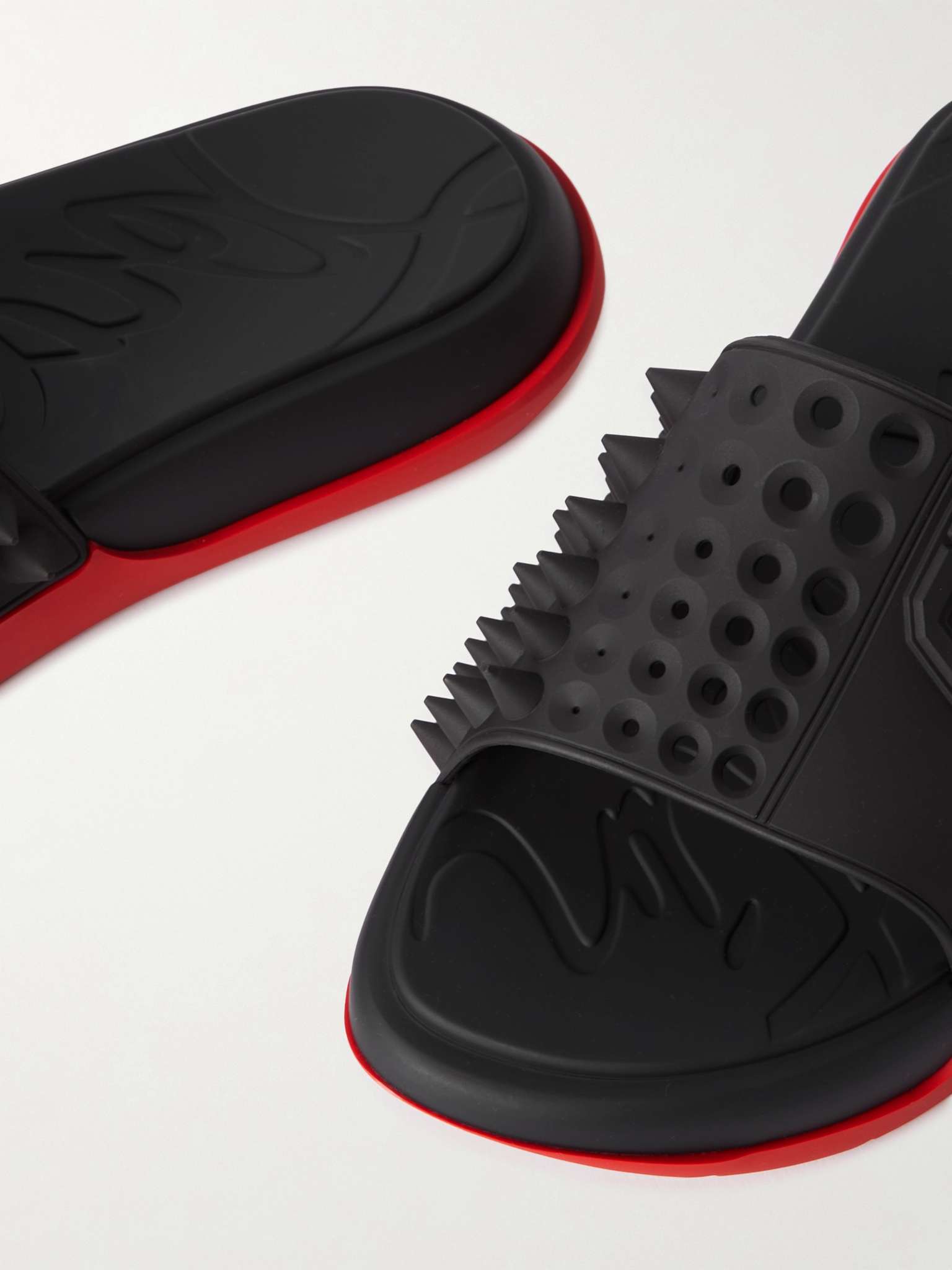 CHRISTIAN LOUBOUTIN Take It Easy Logo-Embossed Cutout Spiked Rubber ...
