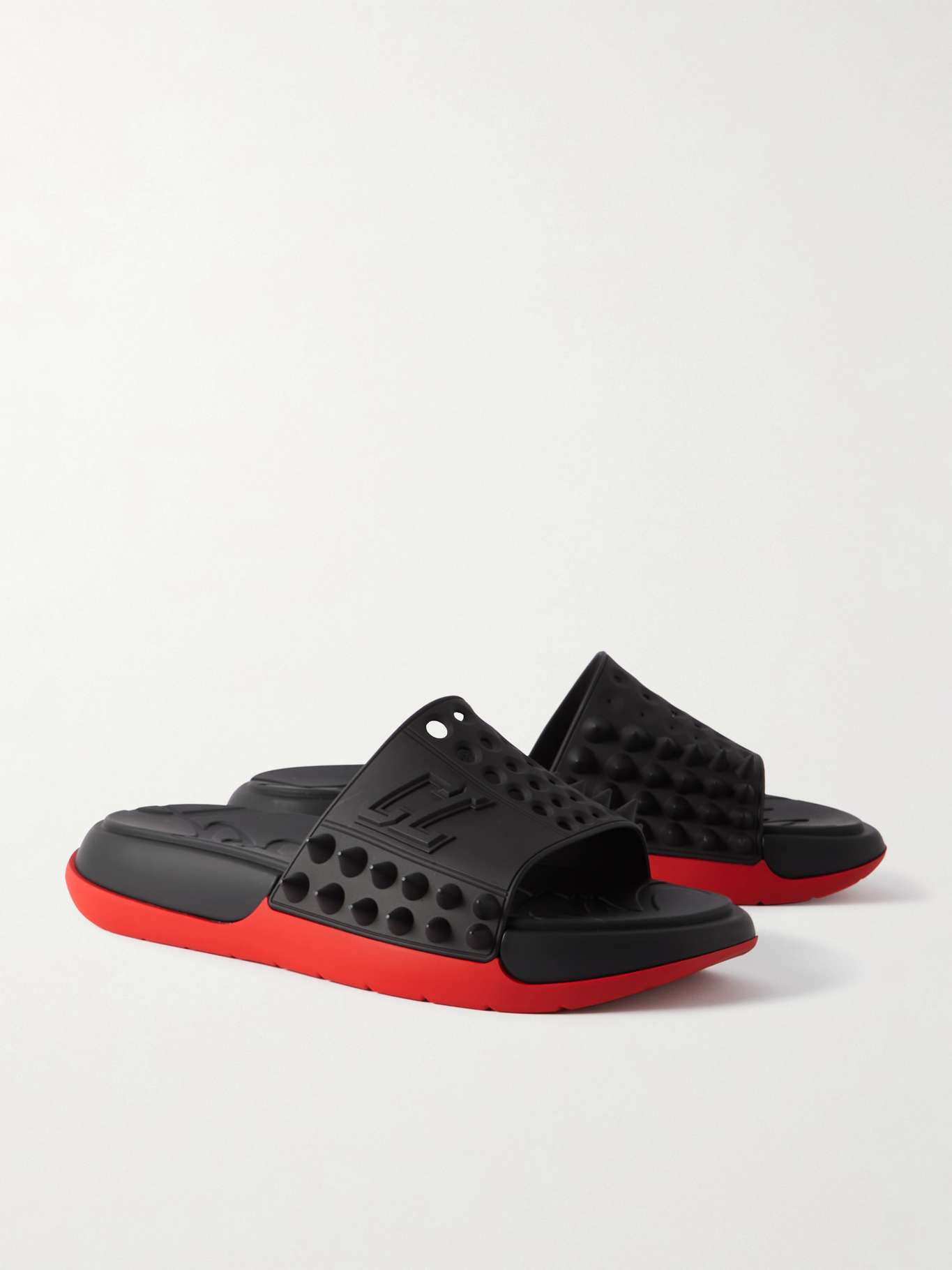 CHRISTIAN LOUBOUTIN Take It Easy Logo-Embossed Cutout Spiked Rubber ...