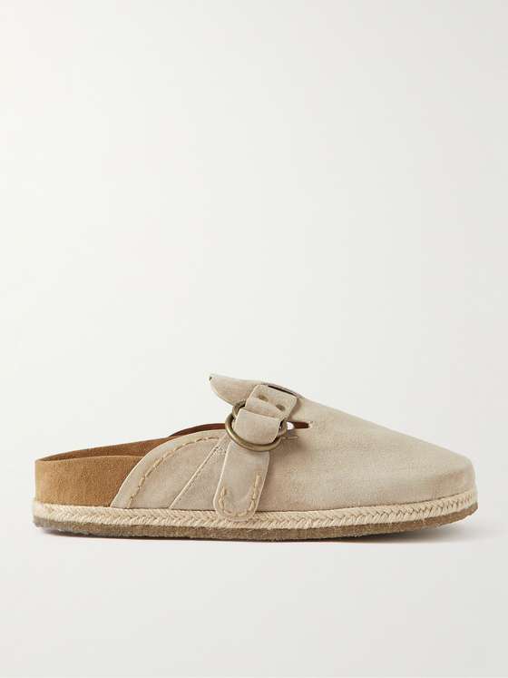 POLO RALPH LAUREN Turbach Jute-Trimmed Suede Clogs for Men | MR PORTER