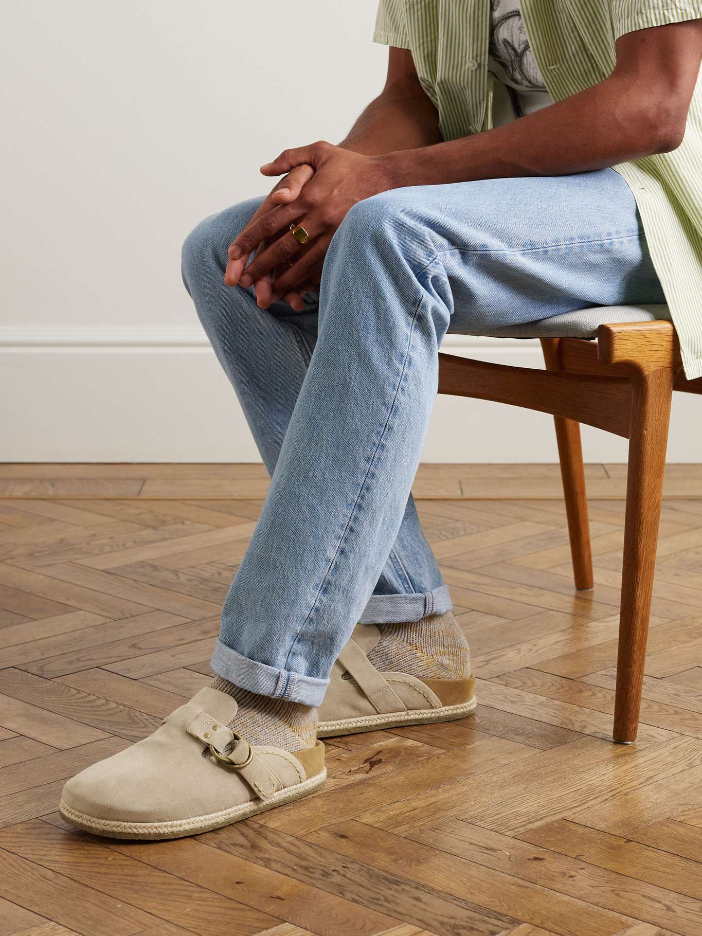 POLO RALPH LAUREN Turbach Jute-Trimmed Suede Clogs for Men | MR PORTER