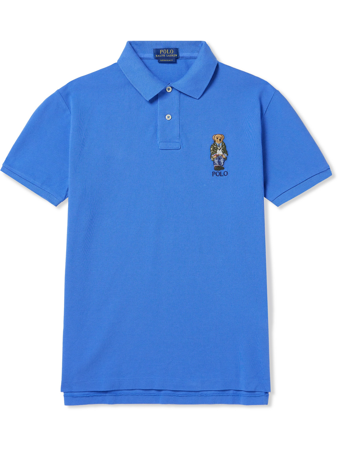 Polo Ralph Lauren Logo Embroidered Cotton Piqué Polo Shirt In Blue