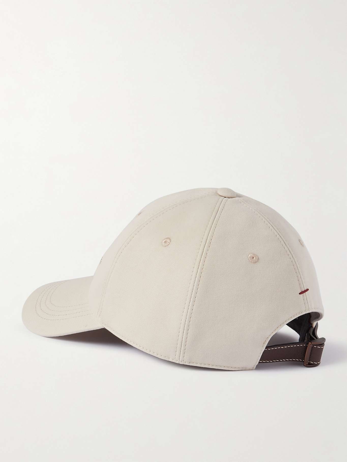 BRUNELLO CUCINELLI Logo-Embroidered Leather-Trimmed Cotton-Gabardine ...