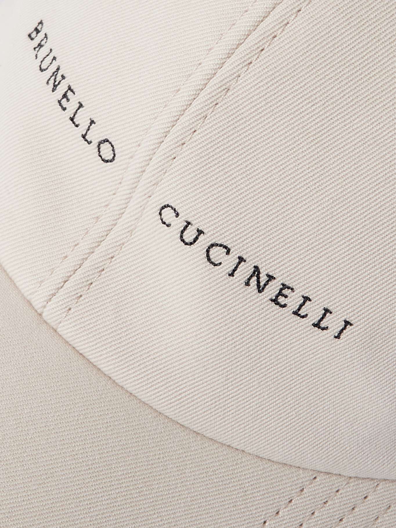 BRUNELLO CUCINELLI Logo-Embroidered Leather-Trimmed Cotton-Gabardine ...