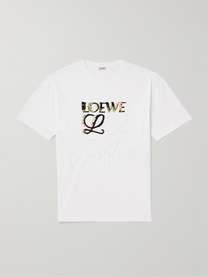 LOEWE Logo-Embroidered Cotton-Jersey T-Shirt for Men | MR PORTER
