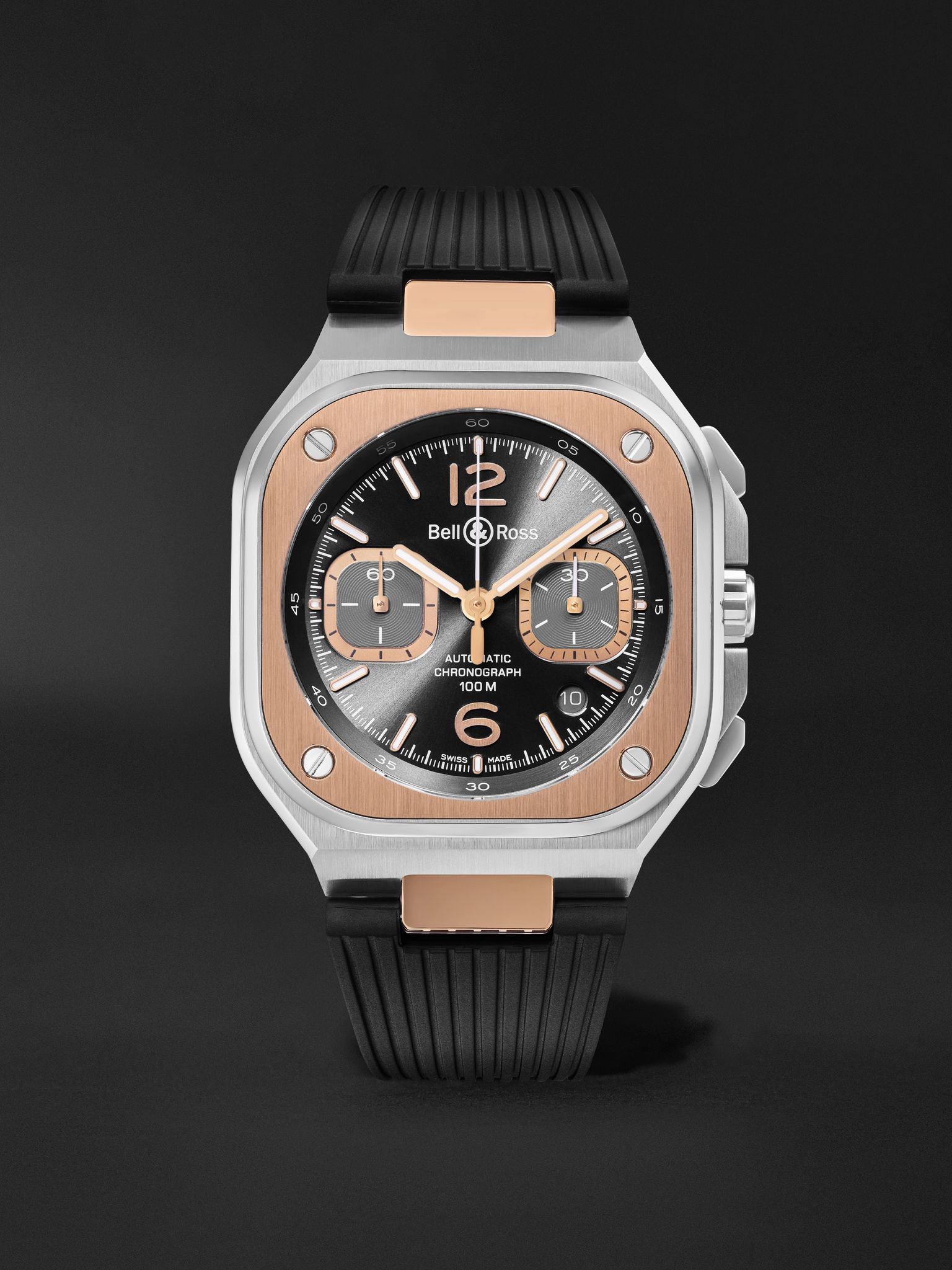 BELL & ROSS BR 05 Automatic Chronograph 42mm 18-Karat Rose Gold ...