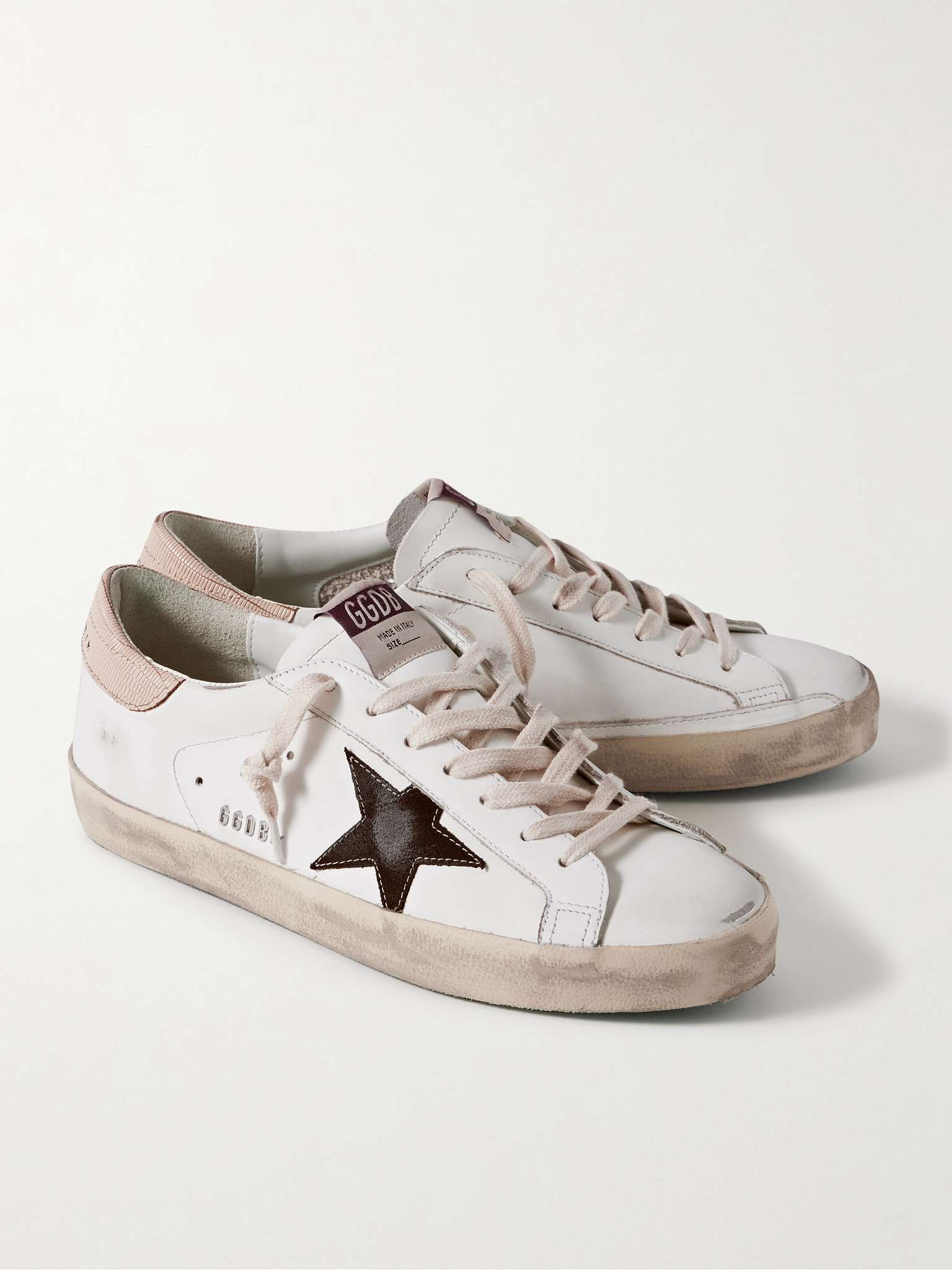 GOLDEN GOOSE Super-Star Distressed Suede-Trimmed Leather Sneakers for ...
