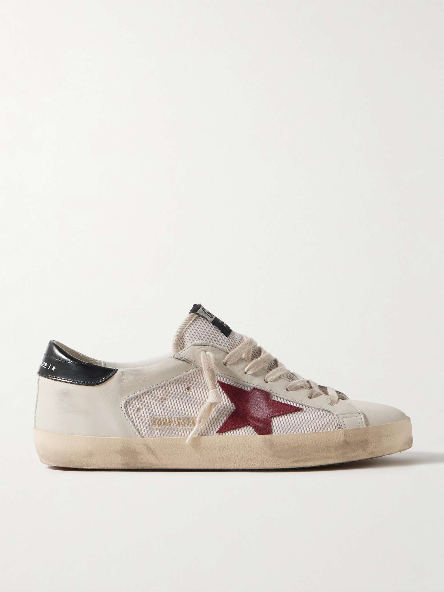 GOLDEN GOOSE Superstar Distressed Suede-Trimmed Leather and Mesh ...