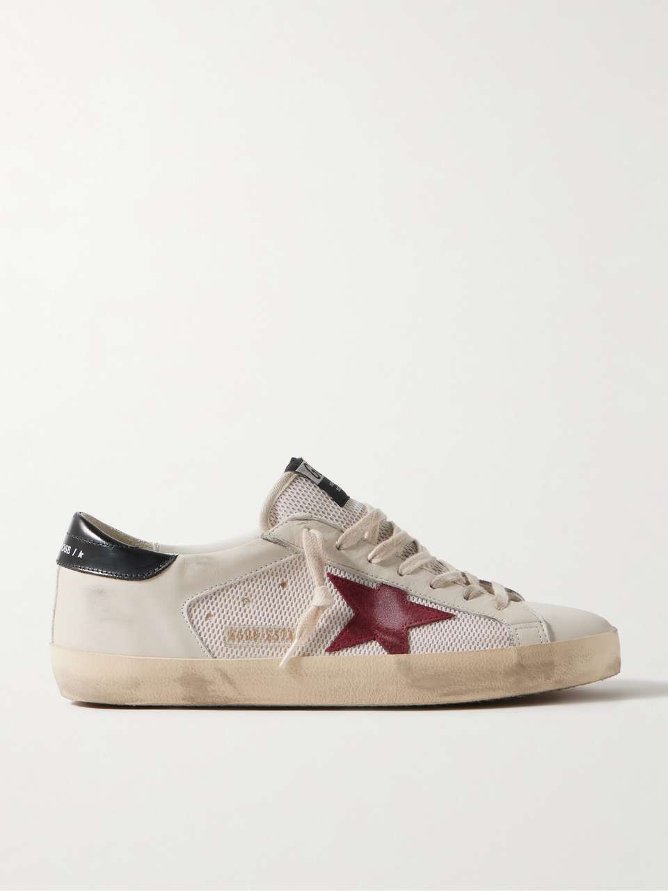GOLDEN GOOSE Superstar Distressed Suede-Trimmed Leather and Mesh ...