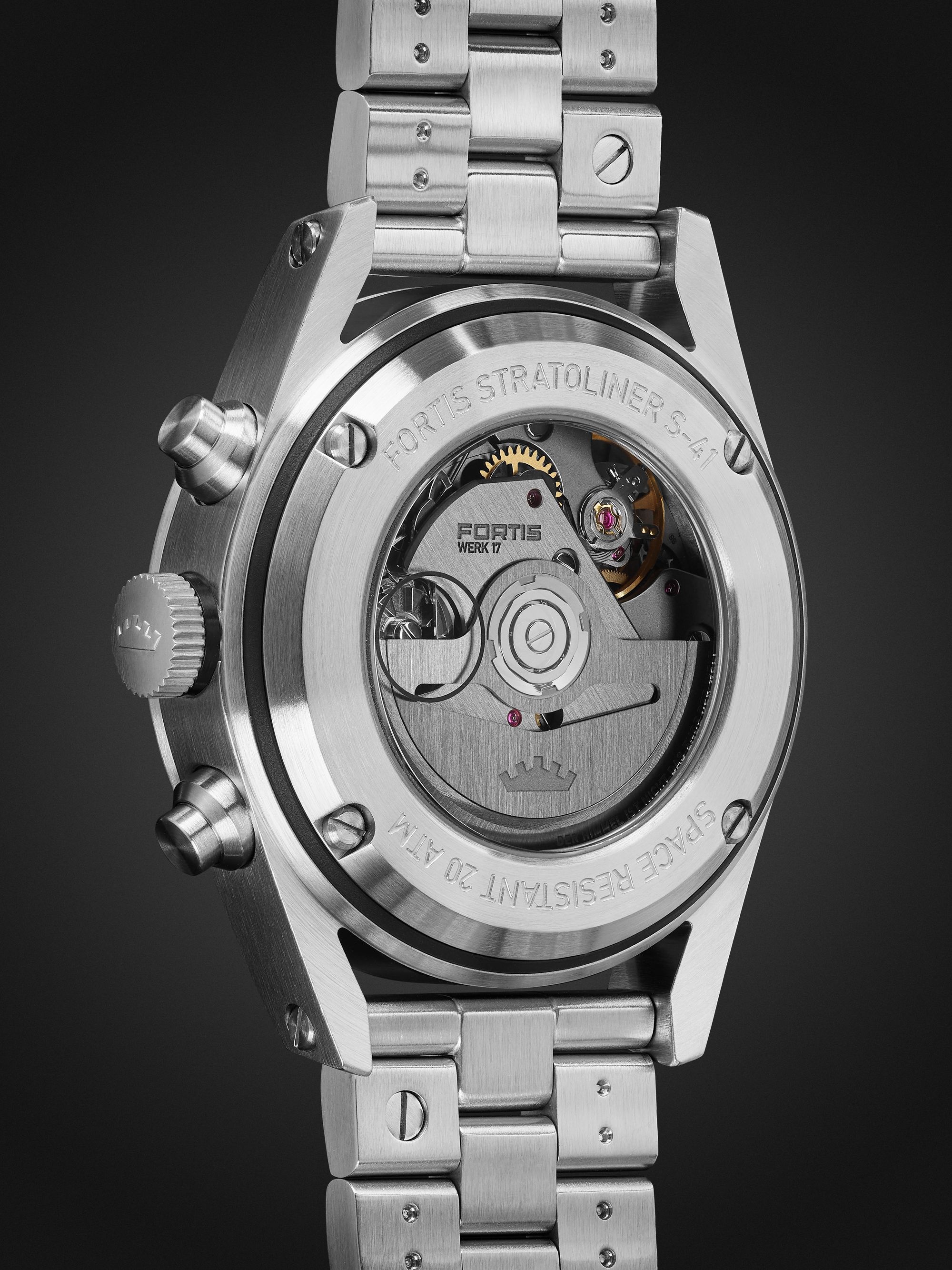 FORTIS Stratoliner S-41 Chronograph 41mm Recycled Stainless Steel Watch ...