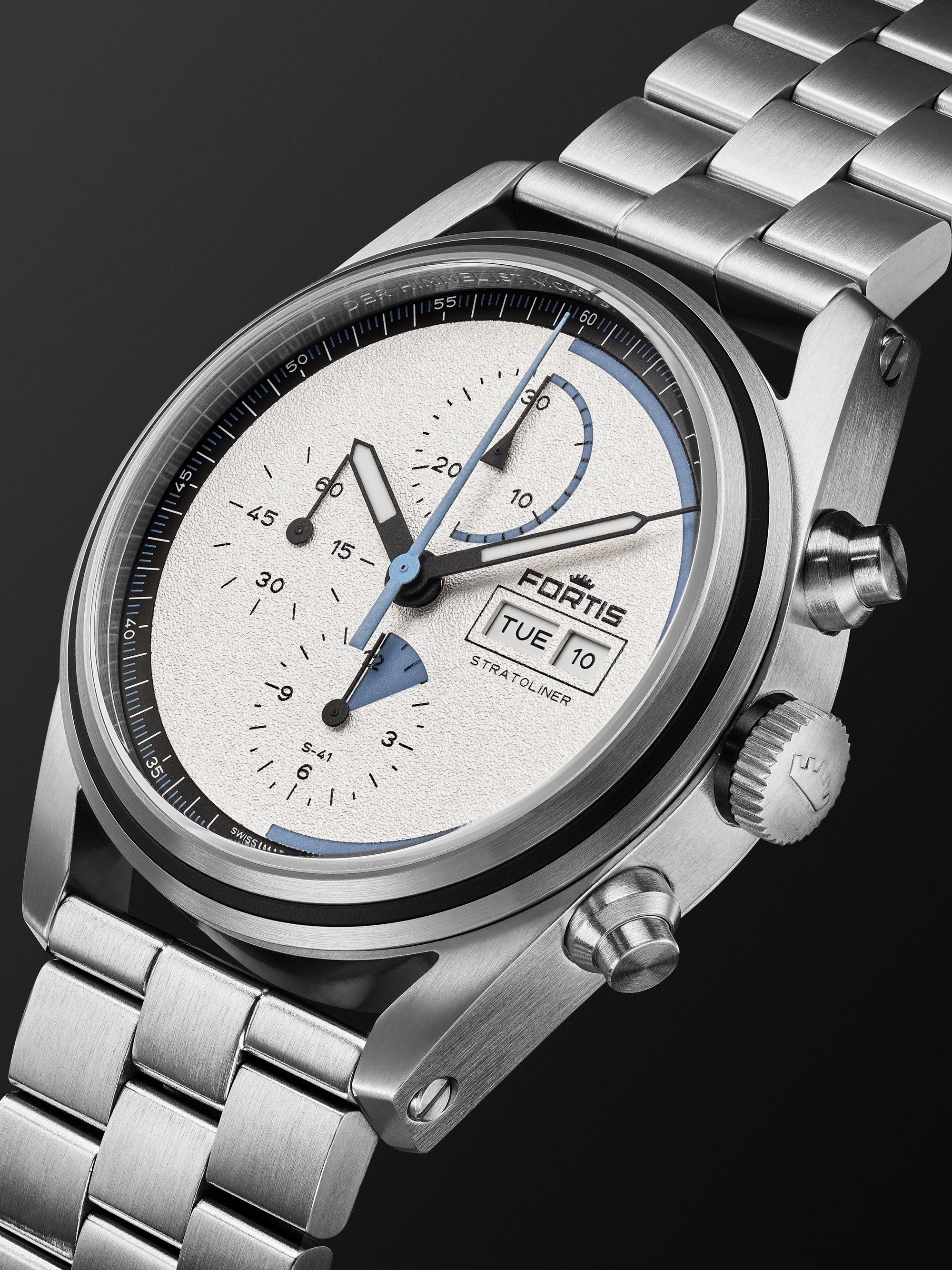 FORTIS Stratoliner S-41 Chronograph 41mm Recycled Stainless Steel Watch ...