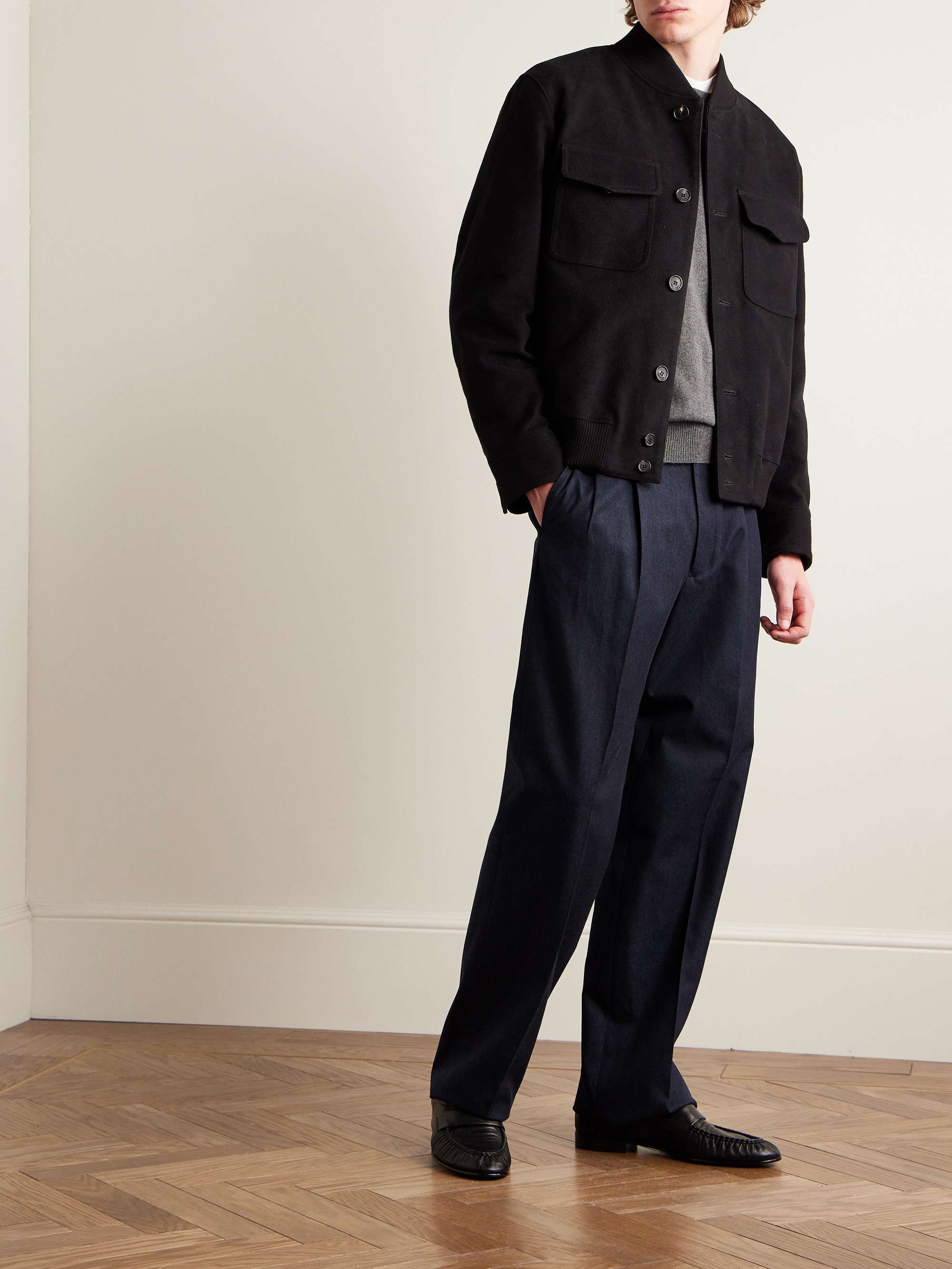 LORO PIANA Joetsu Straight-Leg Pleated Virgin Wool, Cotton LORO PIANA Joetsu Straight-Leg Pleated Virgin Wool, Cotton
