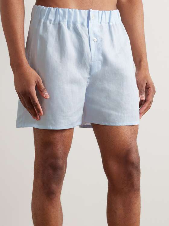 Sky blue Linen Boxer Shorts | EMMA WILLIS | MR PORTER