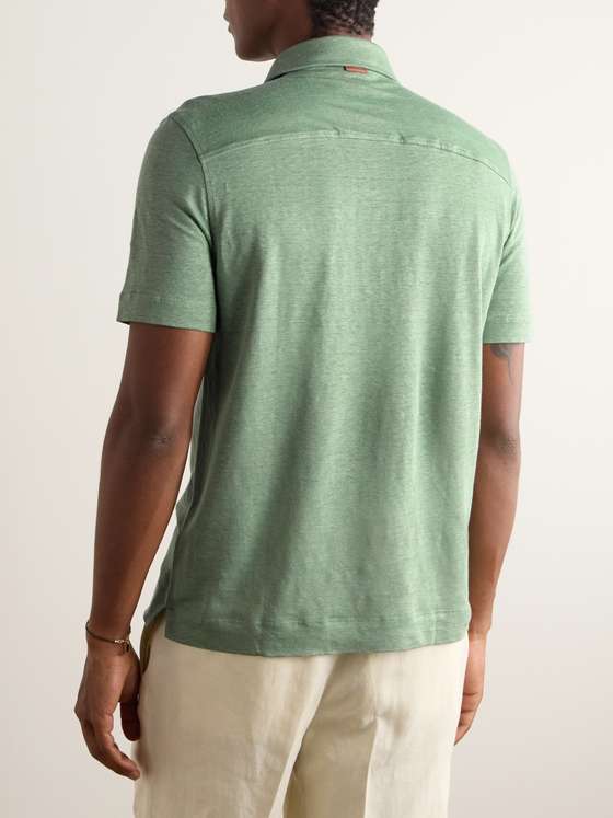 ZEGNA Slim-Fit Linen Polo Shirt for Men | MR PORTER