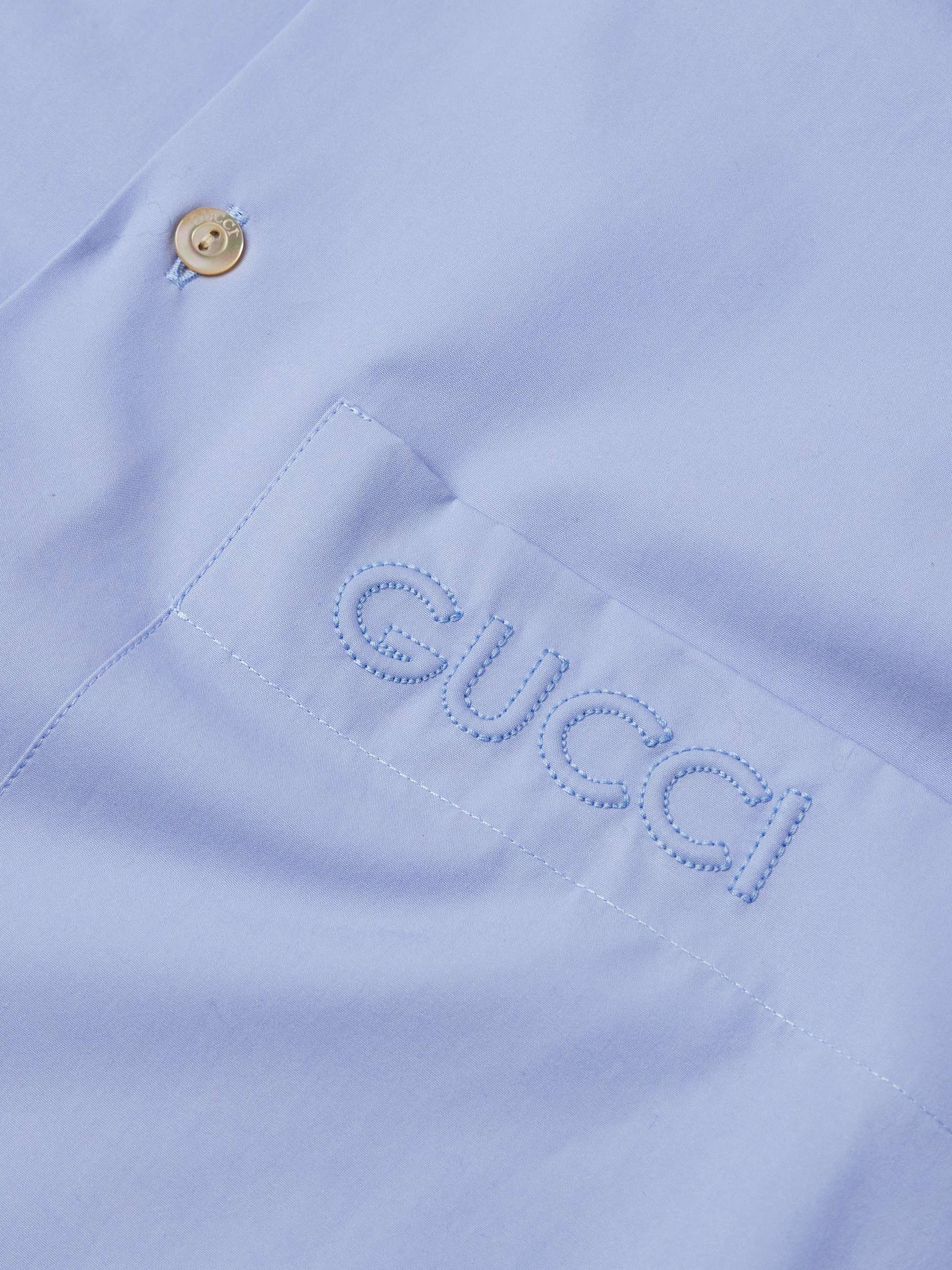GUCCI Logo-Embroidered Cotton-Poplin Shirt for Men | MR PORTER