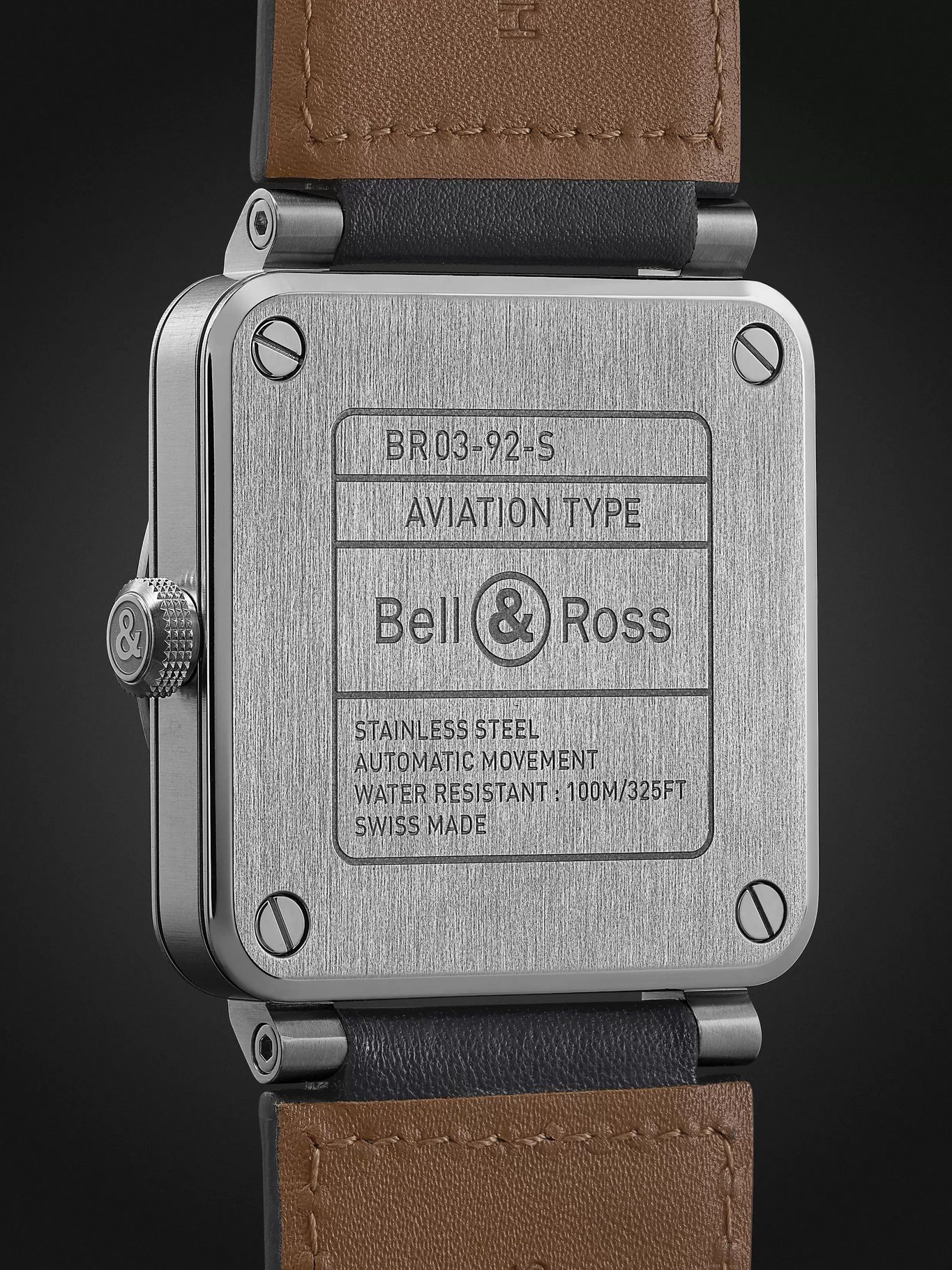 BELL & ROSS BR 03-92 Blue Steel Automatic 42mm Steel and Leather Watch ...