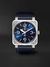 BELL & ROSS BR 03-92 Blue Steel Automatic 42mm Steel and Leather Watch ...