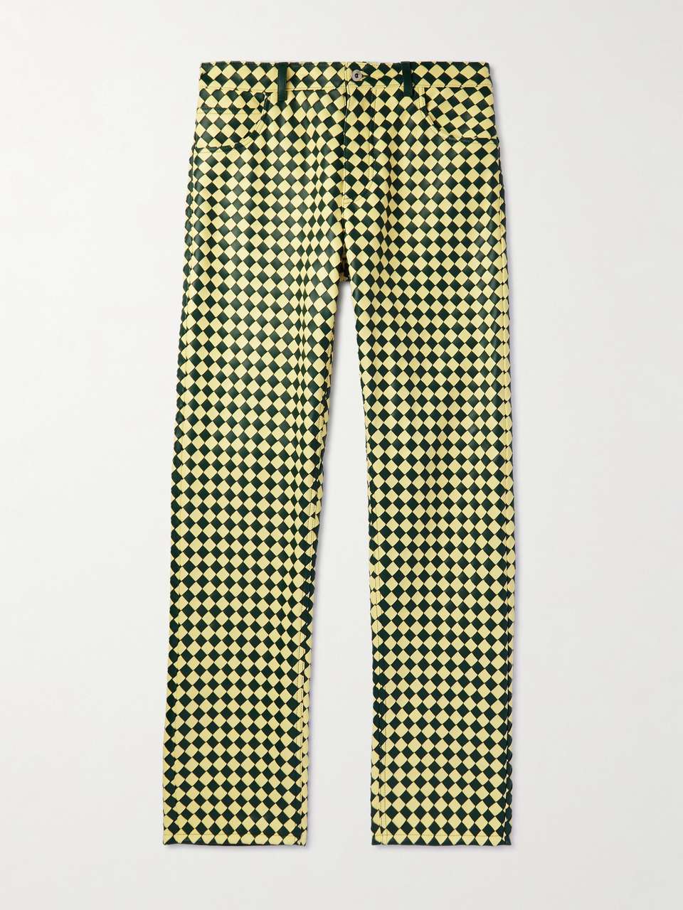 BOTTEGA VENETA Straight-Leg Two-Tone Intrecciato Leather Trousers for ...