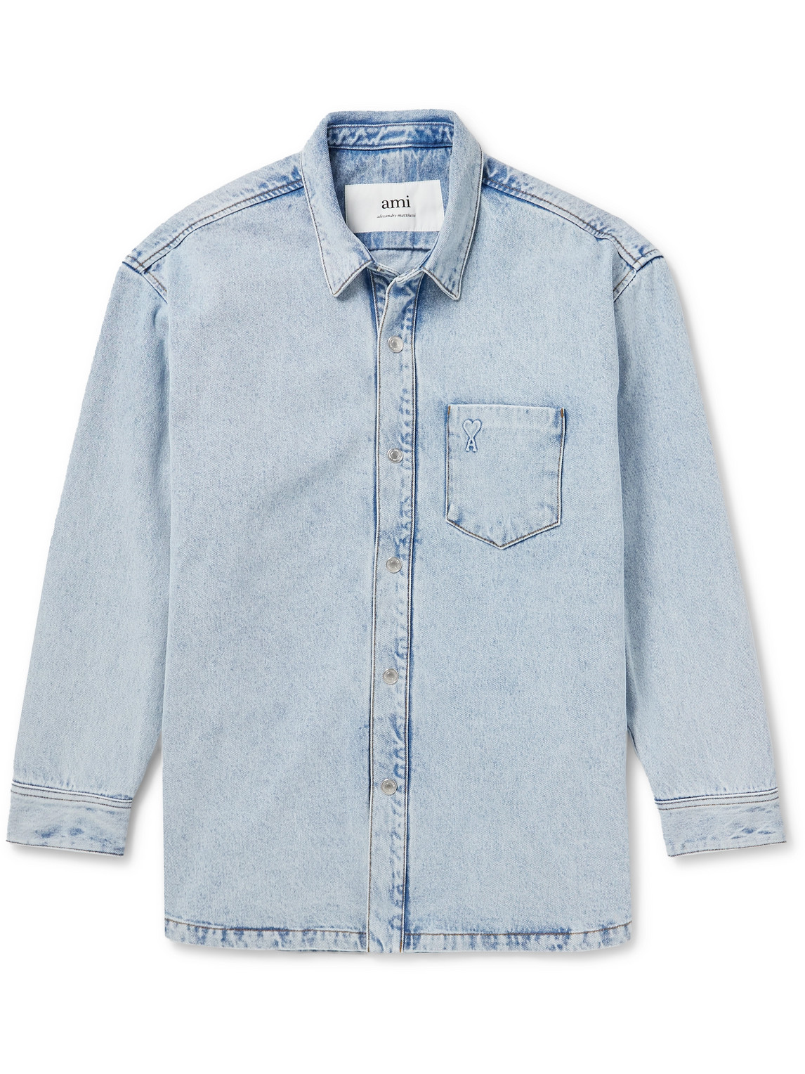 AMI PARIS Oversized Logo-Embossed Denim Shirt | Smart Closet