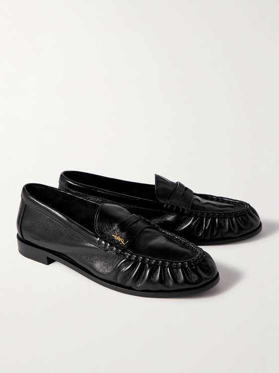 SAINT LAURENT Le Loafer Monogram Logo-Appliquéd Leather Penny Loafers ...