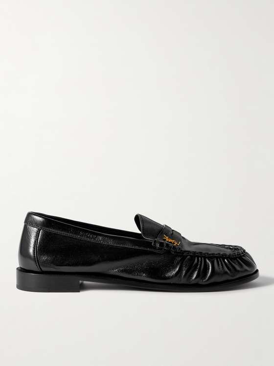 SAINT LAURENT Le Loafer Monogram Logo-Appliquéd Leather Penny Loafers ...